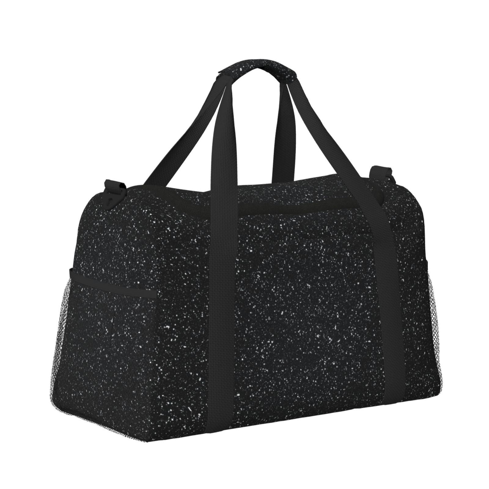 Ratiio Black Glitter Pattern Hand Travel Bag, Weekender Carry On for ...