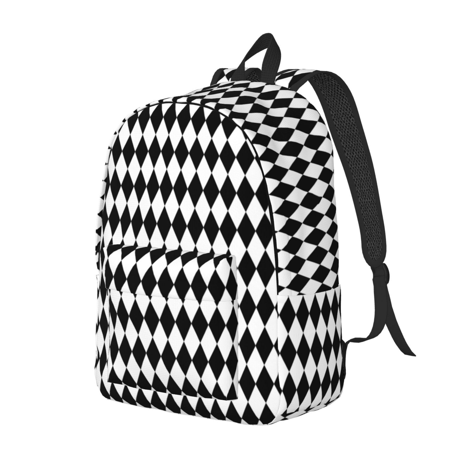 Ratiio Black And White Diamonds Print Canvas Backpack for Women & Men ...
