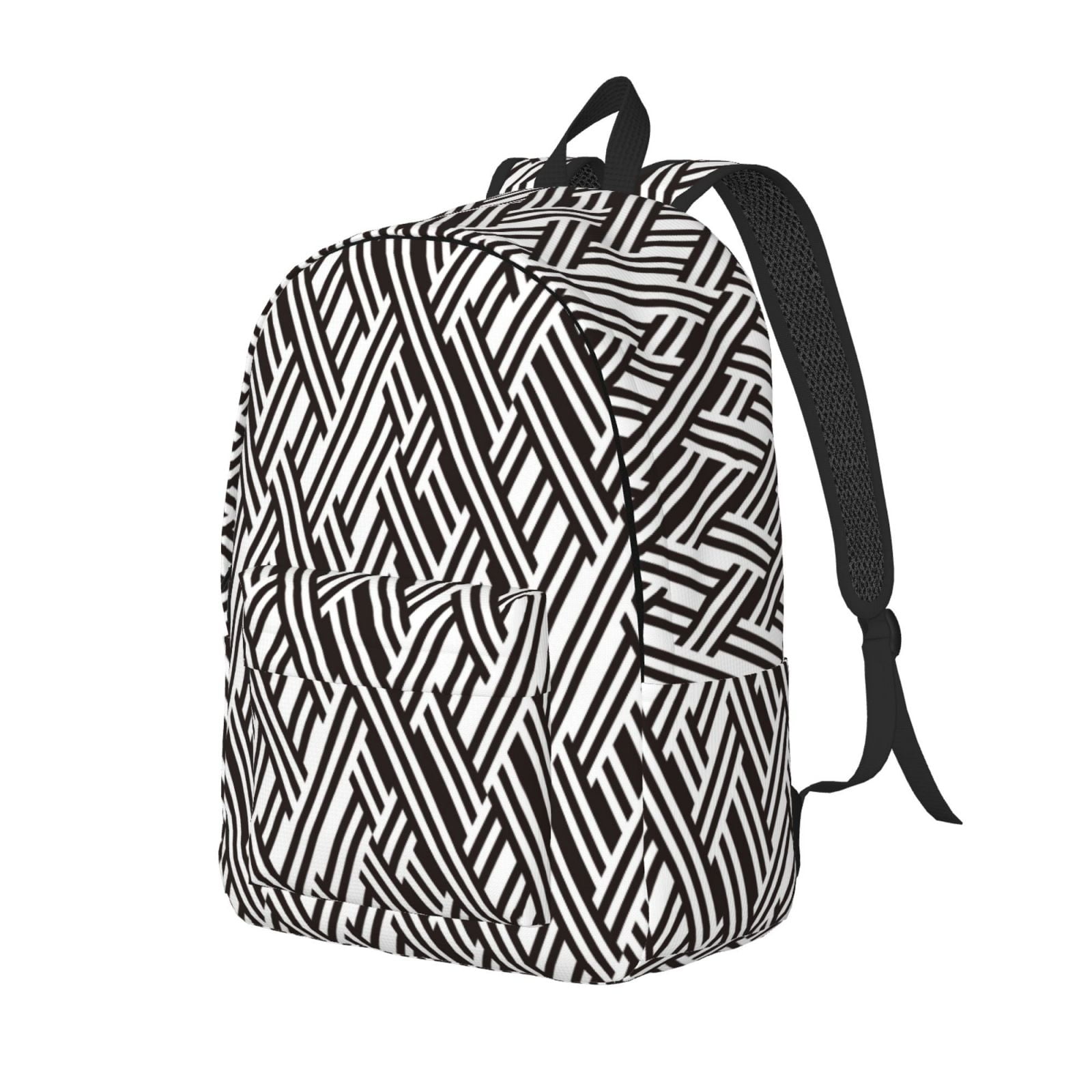 Ratiio Black White Stripes Print Canvas Backpack for Women & Men Retro ...