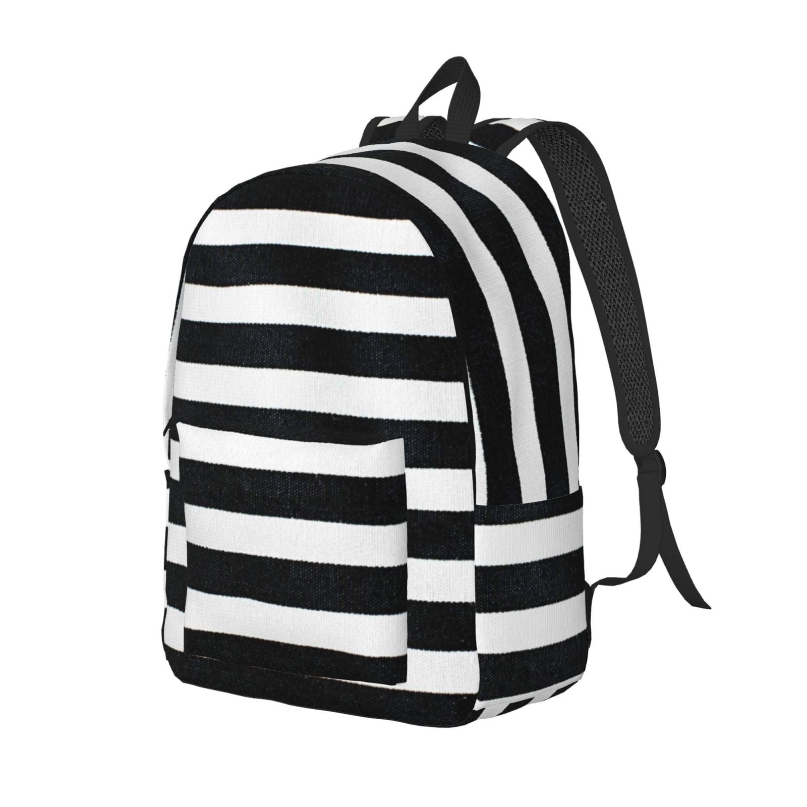 Ratiio Black And White Stripes Print Canvas Backpack for Women & Men ...
