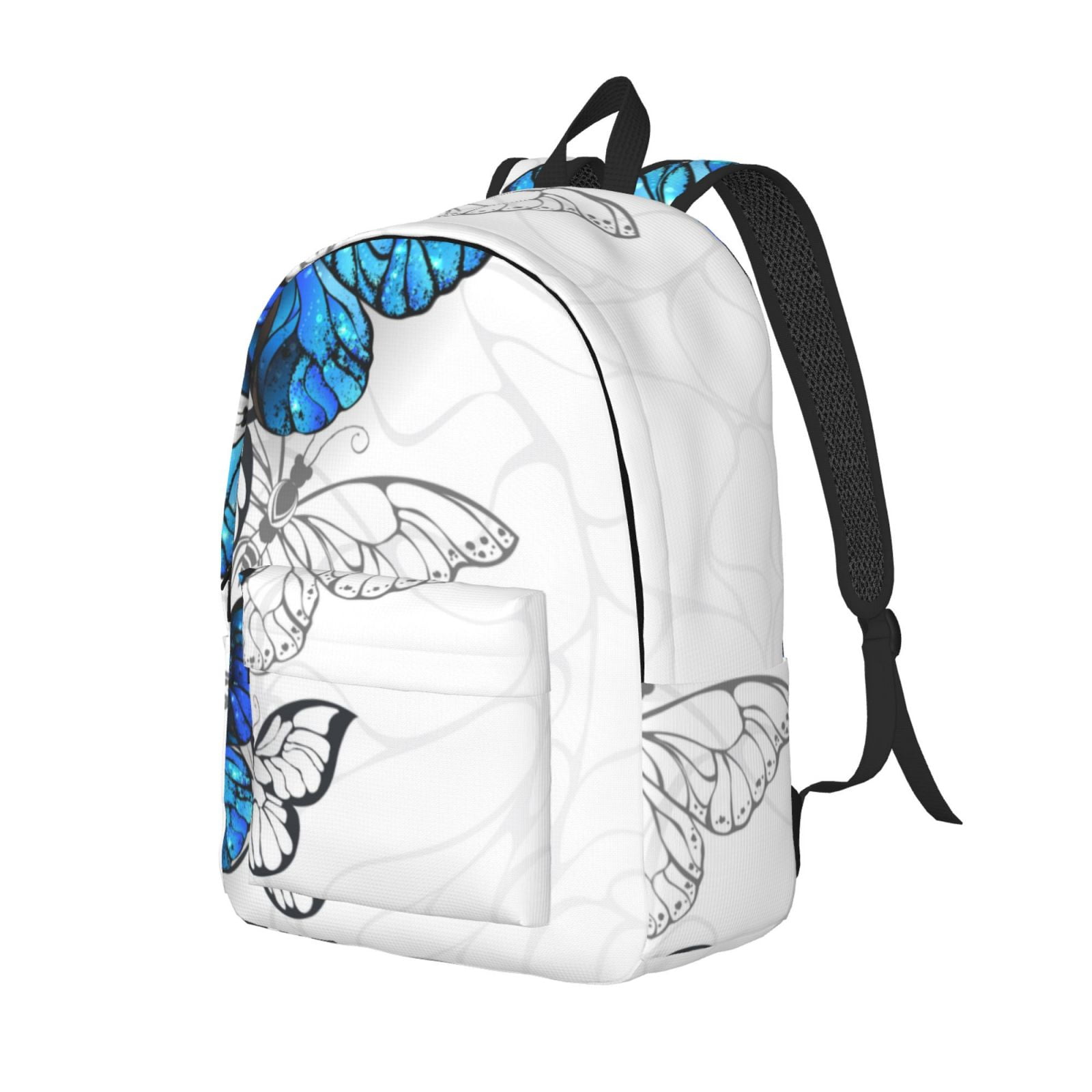 Ratiio Blue Flying Butterflies Print Canvas Backpack for Women & Men ...