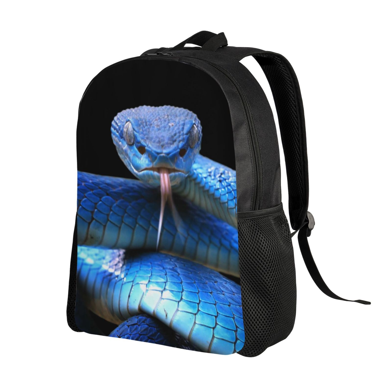 Ratiio Blue Viper Snake Print Backpack with Padded 15-inch Laptop ...