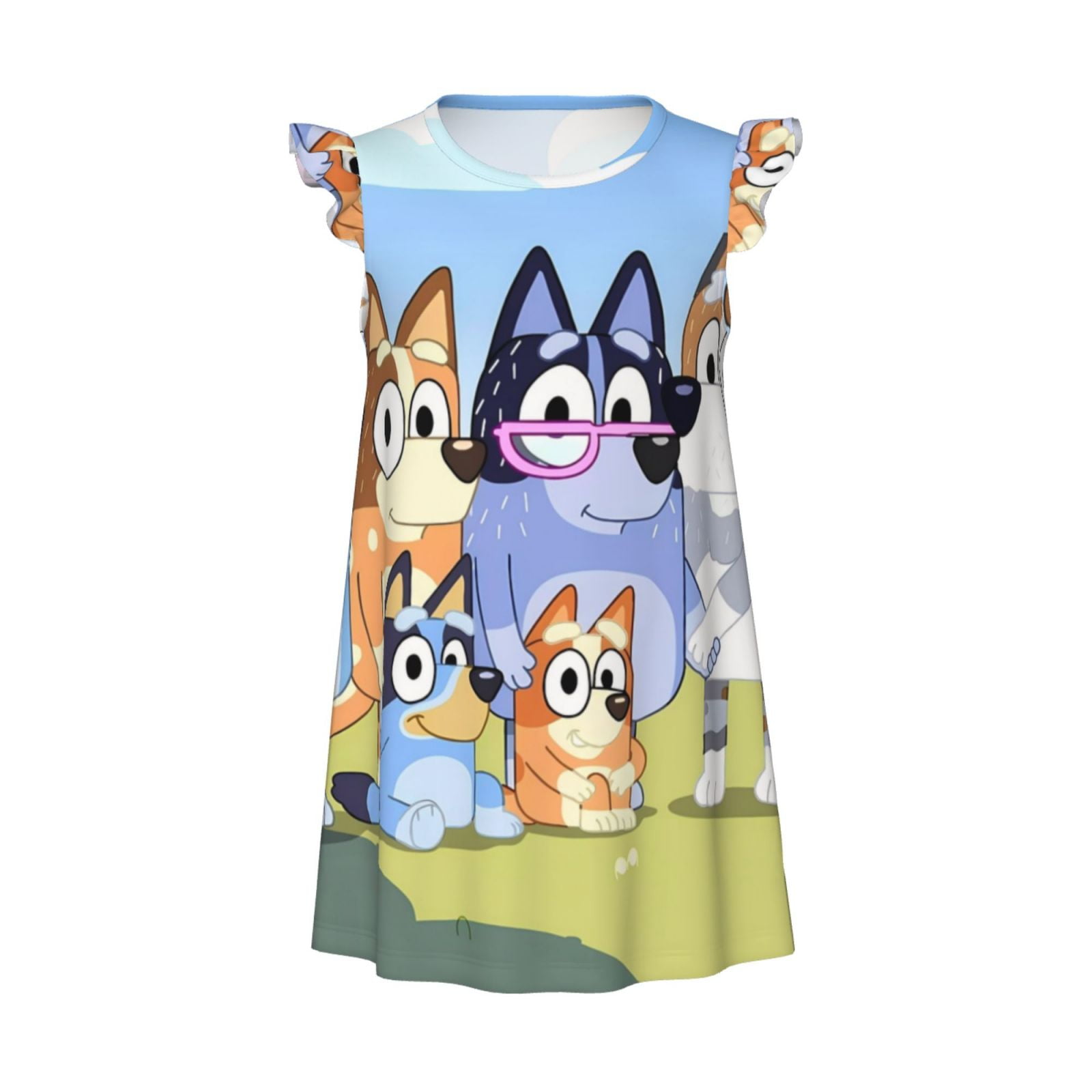 Ratiio Bluey Print Girls Nightgowns, Princess Pajama Dresses for Girls ...