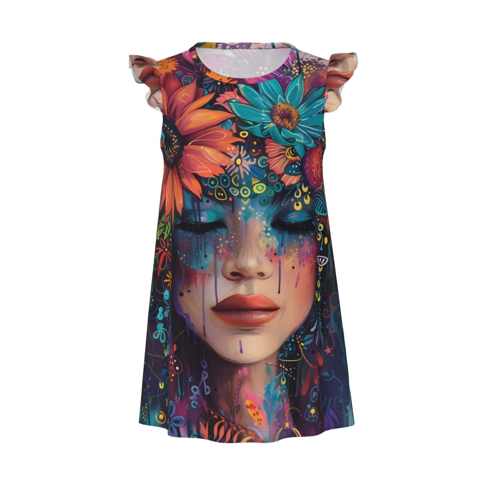 Ratiio Bohemian Colorful Flower Woman Print Girls Nightgowns, Princess ...