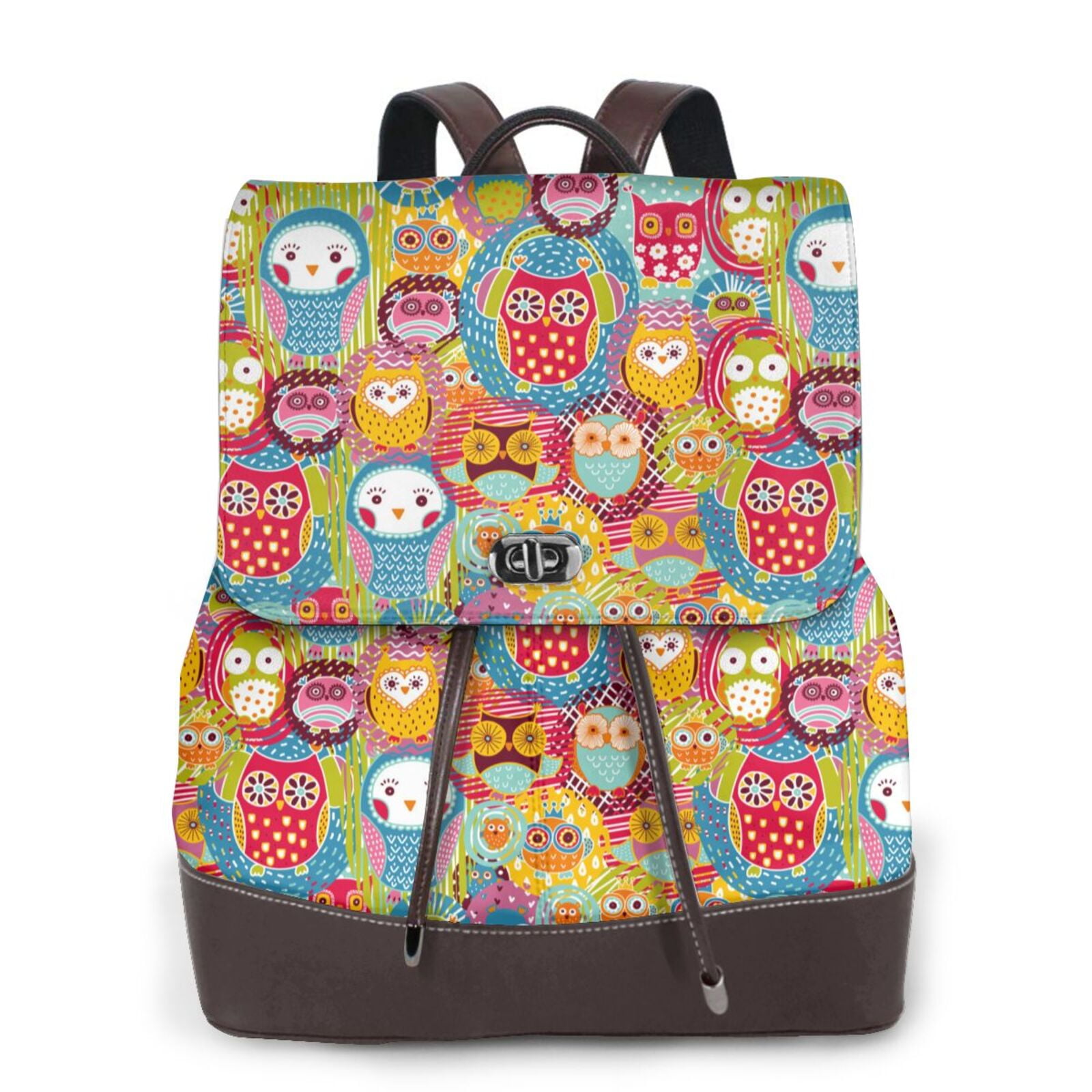 Ratiio Boho Cute Owls Pattern Womens Backpack Purse Leather Backpack ...