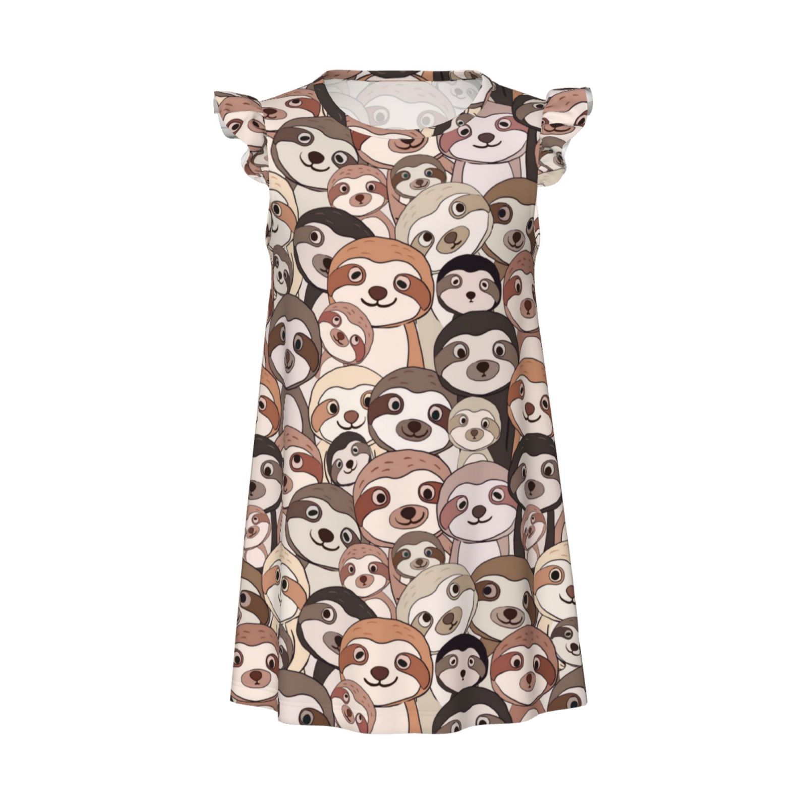 Ratiio Brown Sloth Print Girls Nightgowns, Princess Pajama Dresses for ...