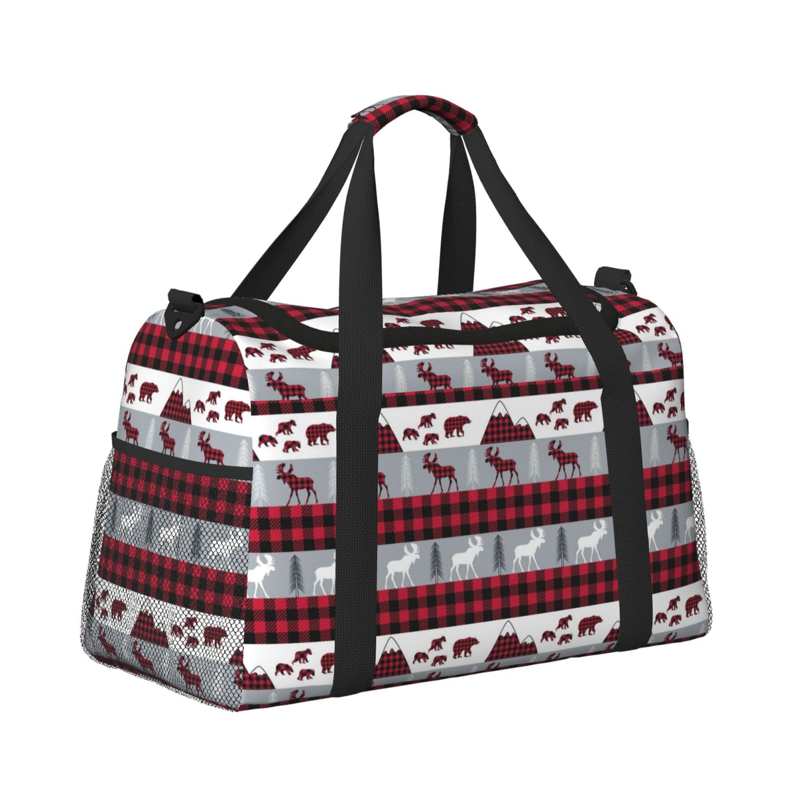 Ratiio Buffalo Plaid Forest Pattern Hand Travel Bag, Weekender Carry On ...