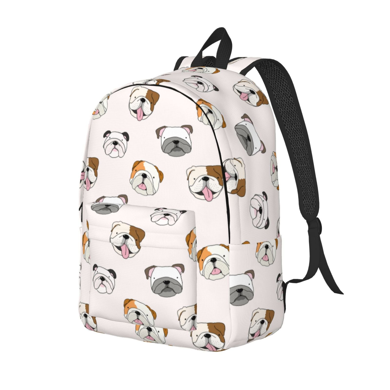 Ratiio Bulldog Face Print Canvas Backpack for Women & Men Retro ...