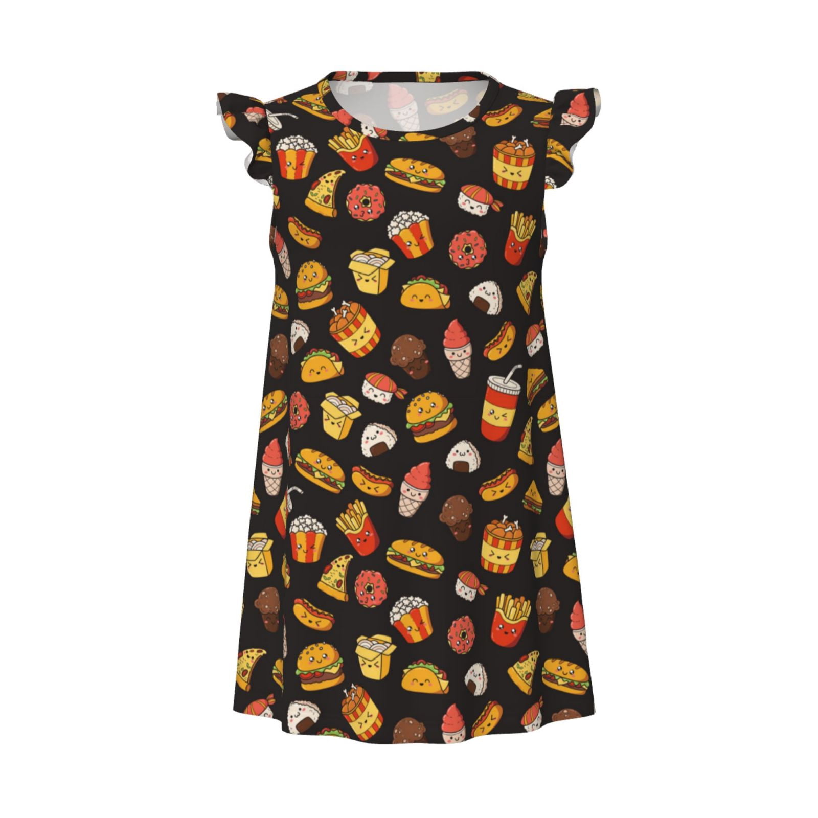 Ratiio Burger Fries Print Girls Nightgowns, Princess Pajama Dresses for ...