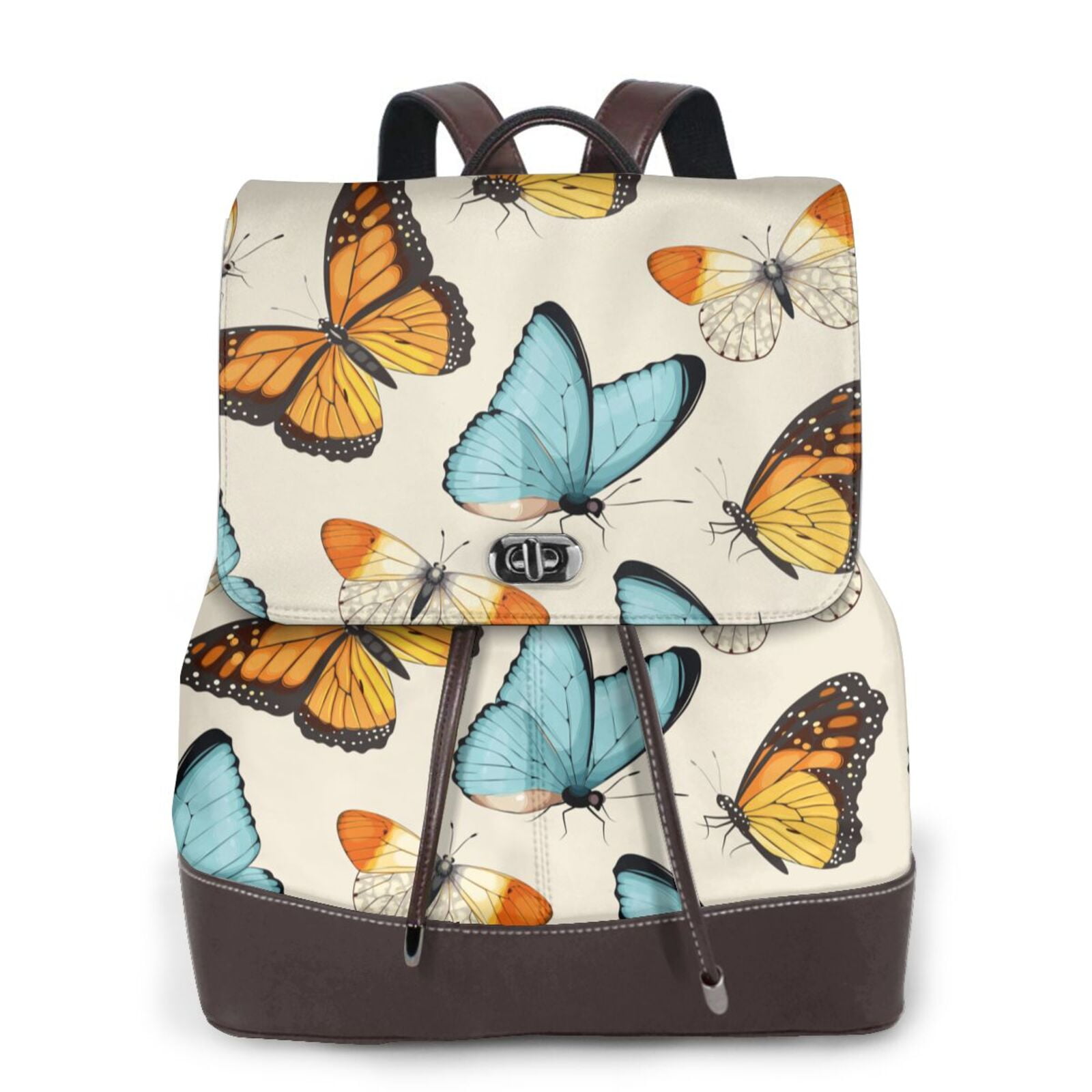 Ratiio Butterflies Pattern Womens Backpack Purse Leather Backpack Purse ...