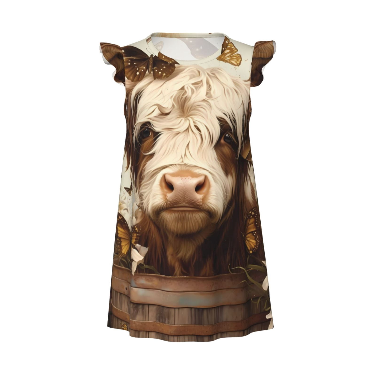 Ratiio Butterfly Cow Barrel Print Girls Nightgowns, Princess Pajama ...
