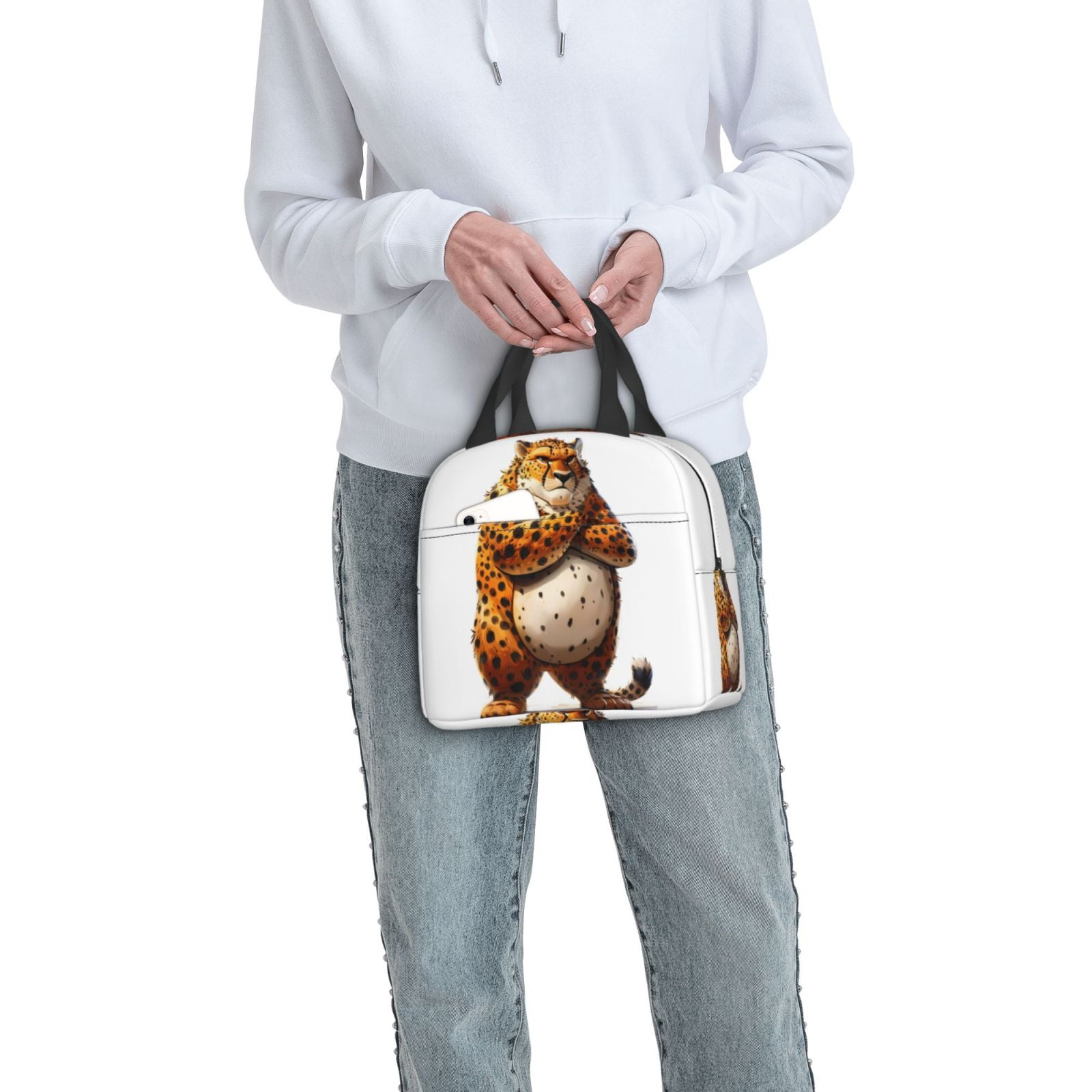Ratiio Cartoon Cheetah With Attitude Print Lunch Bag Lunch Box ...