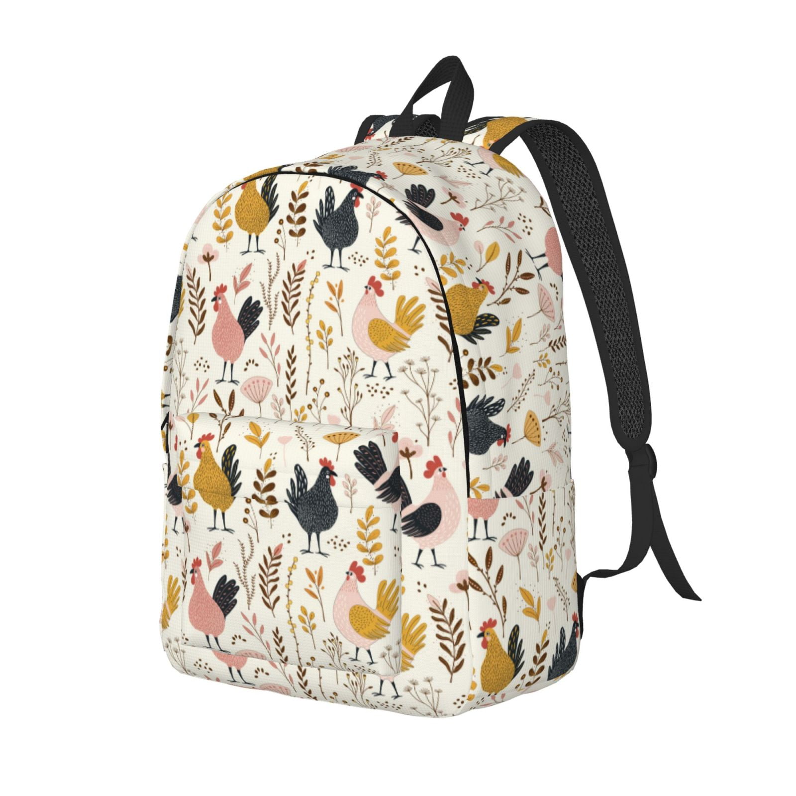 Ratiio Cartoon Chickens Print Canvas Backpack for Women & Men Retro ...