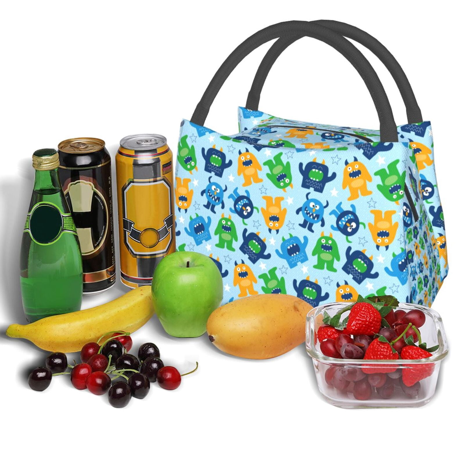 Ratiio Cartoon Monster Pattern Portable Insulation Lunch Bag, Insulated ...