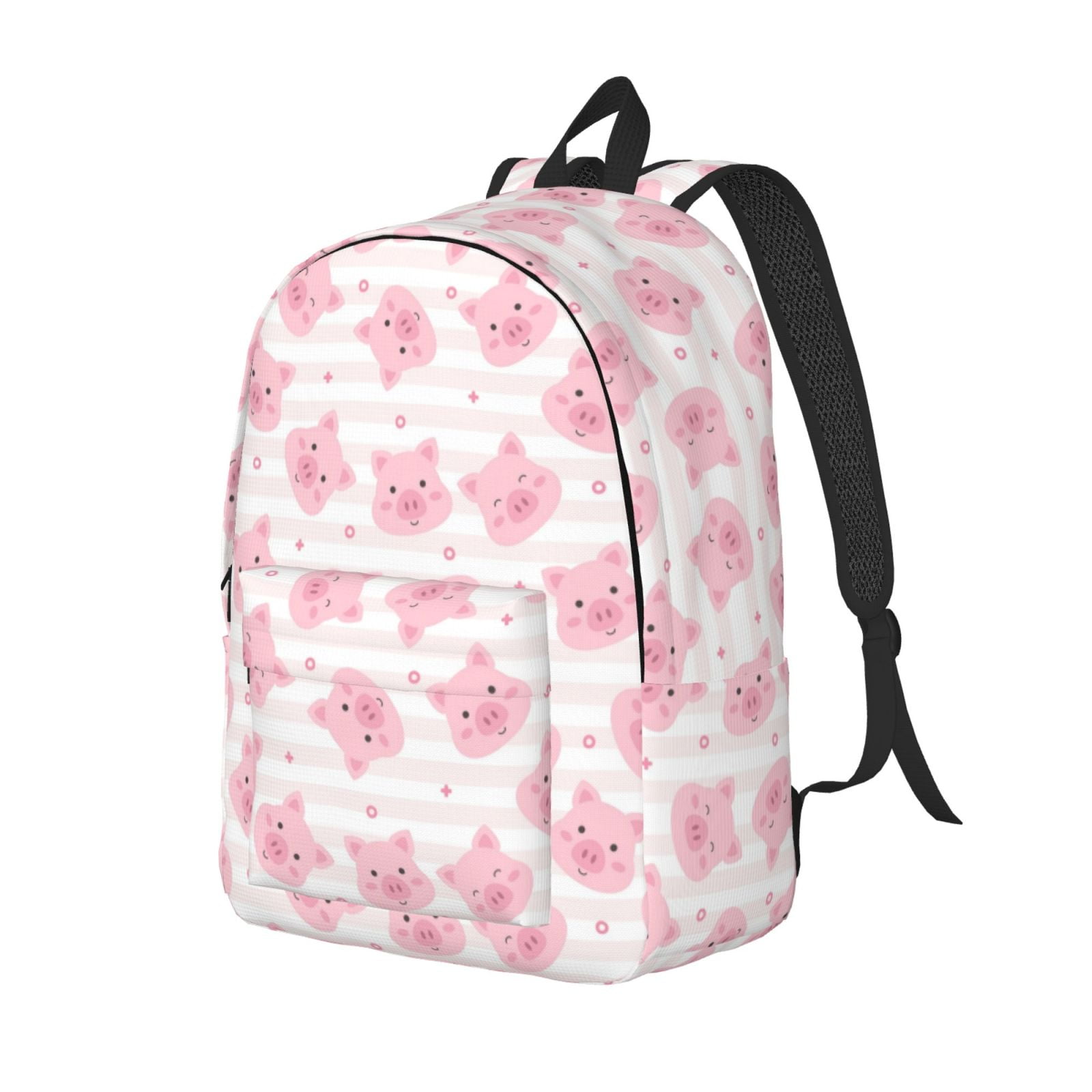 Ratiio Cartoon Pig Print Canvas Backpack for Women & Men Retro ...