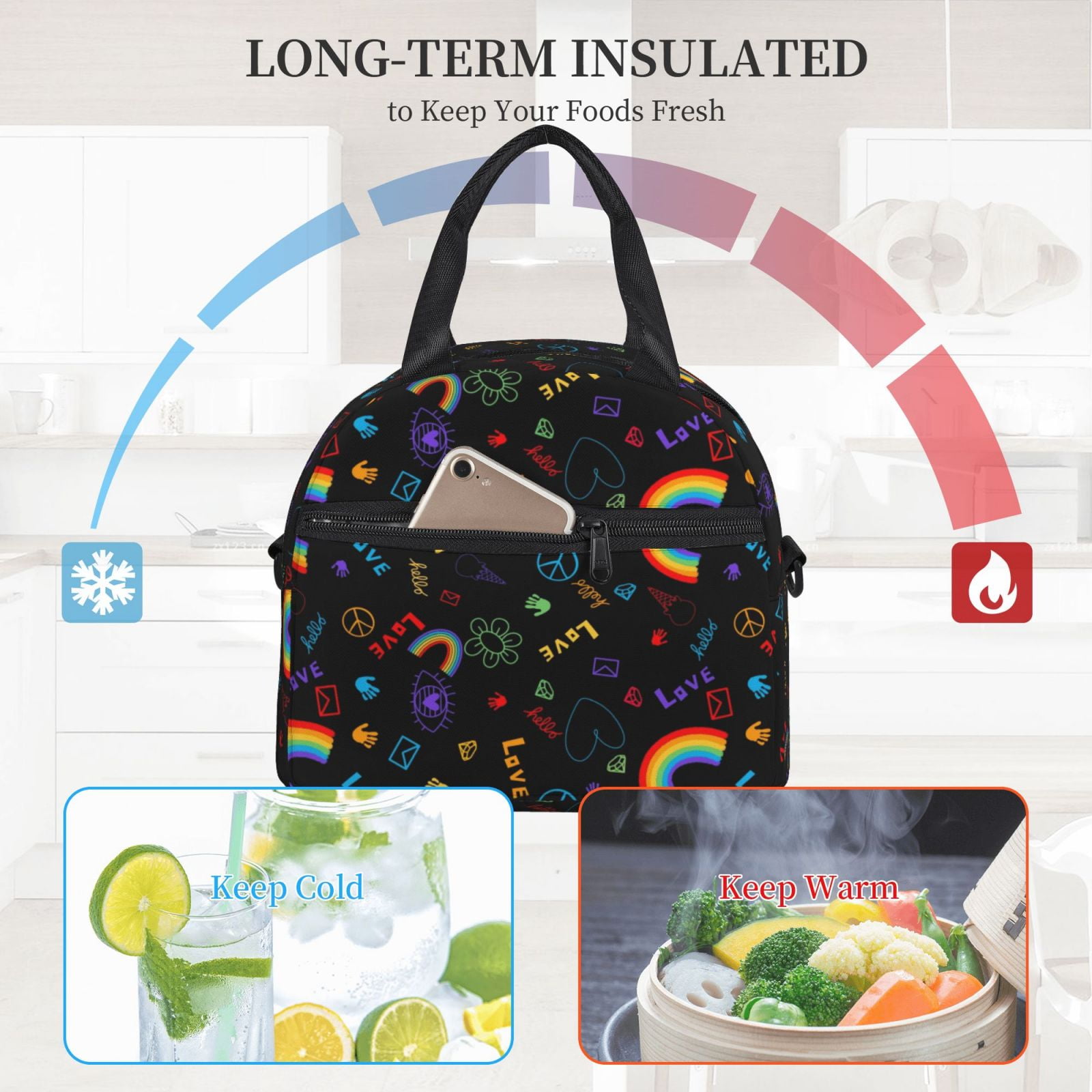 Ratiio Cartoon Pride Lgbt Pattern Lunch Bag ,Insulated Lunch Box, Small ...