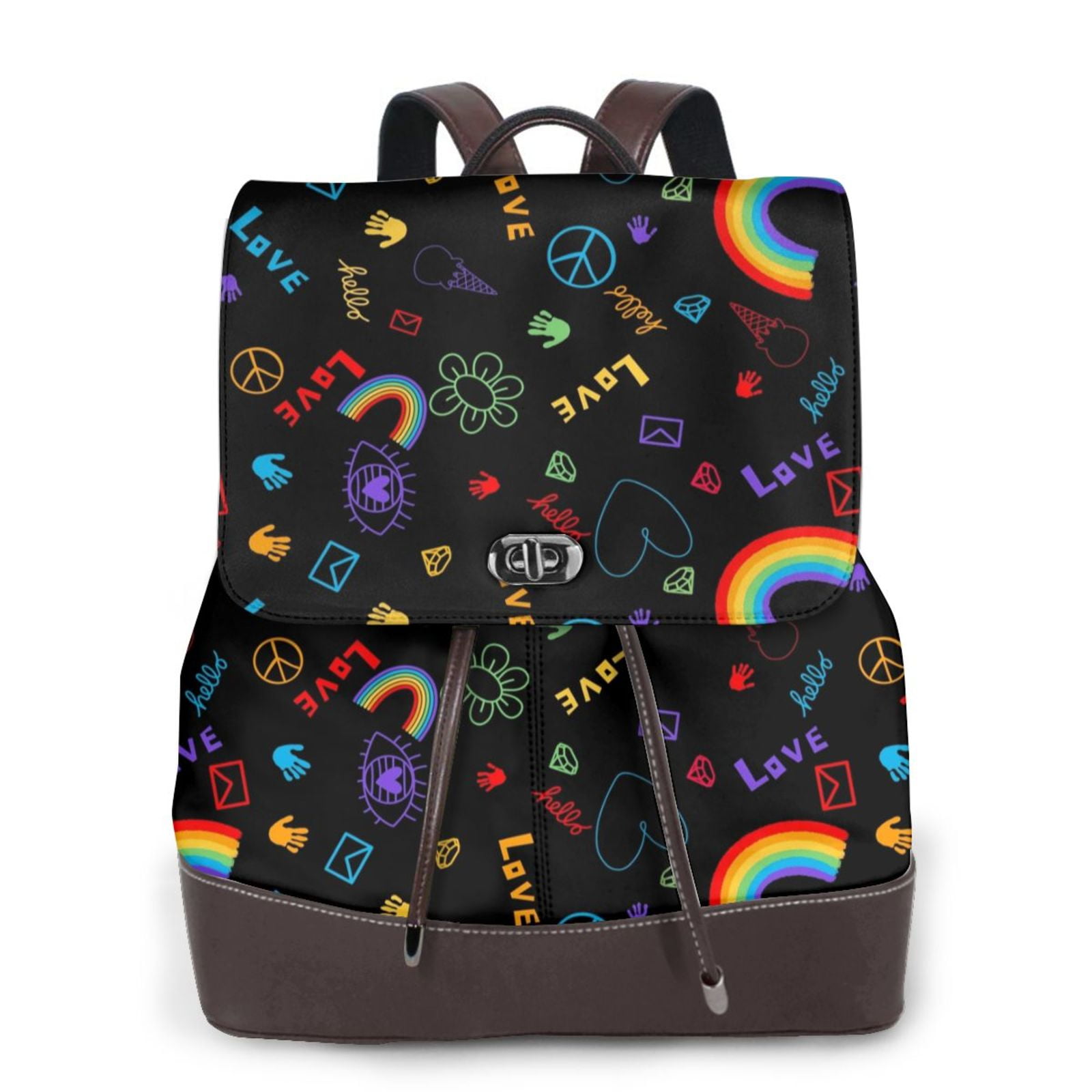 Ratiio Cartoon Pride Lgbt Pattern Womens Backpack Purse Leather ...