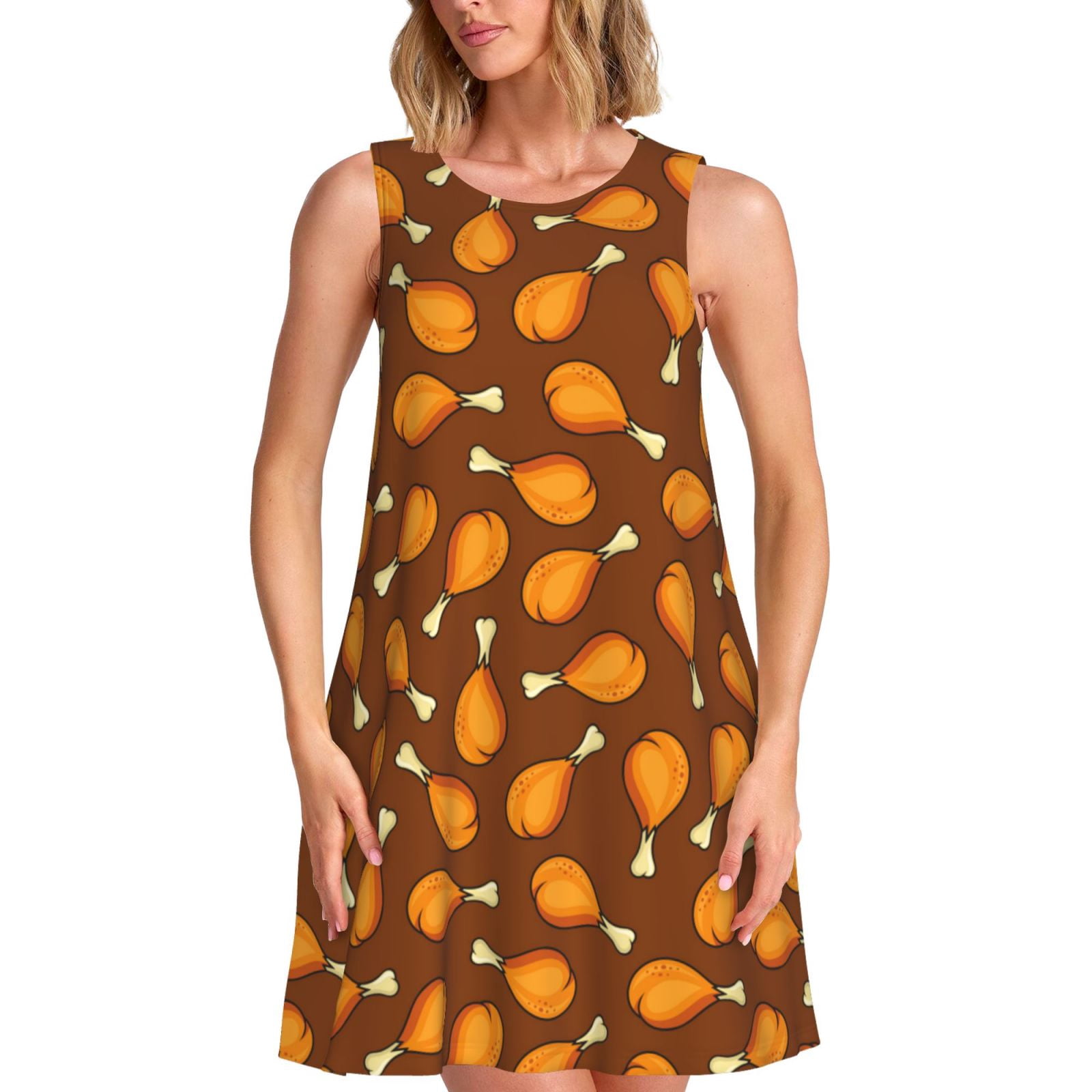 Ratiio Chicken Legs 1 Pattern Women's Sleeveless Dress - Casual Summer ...