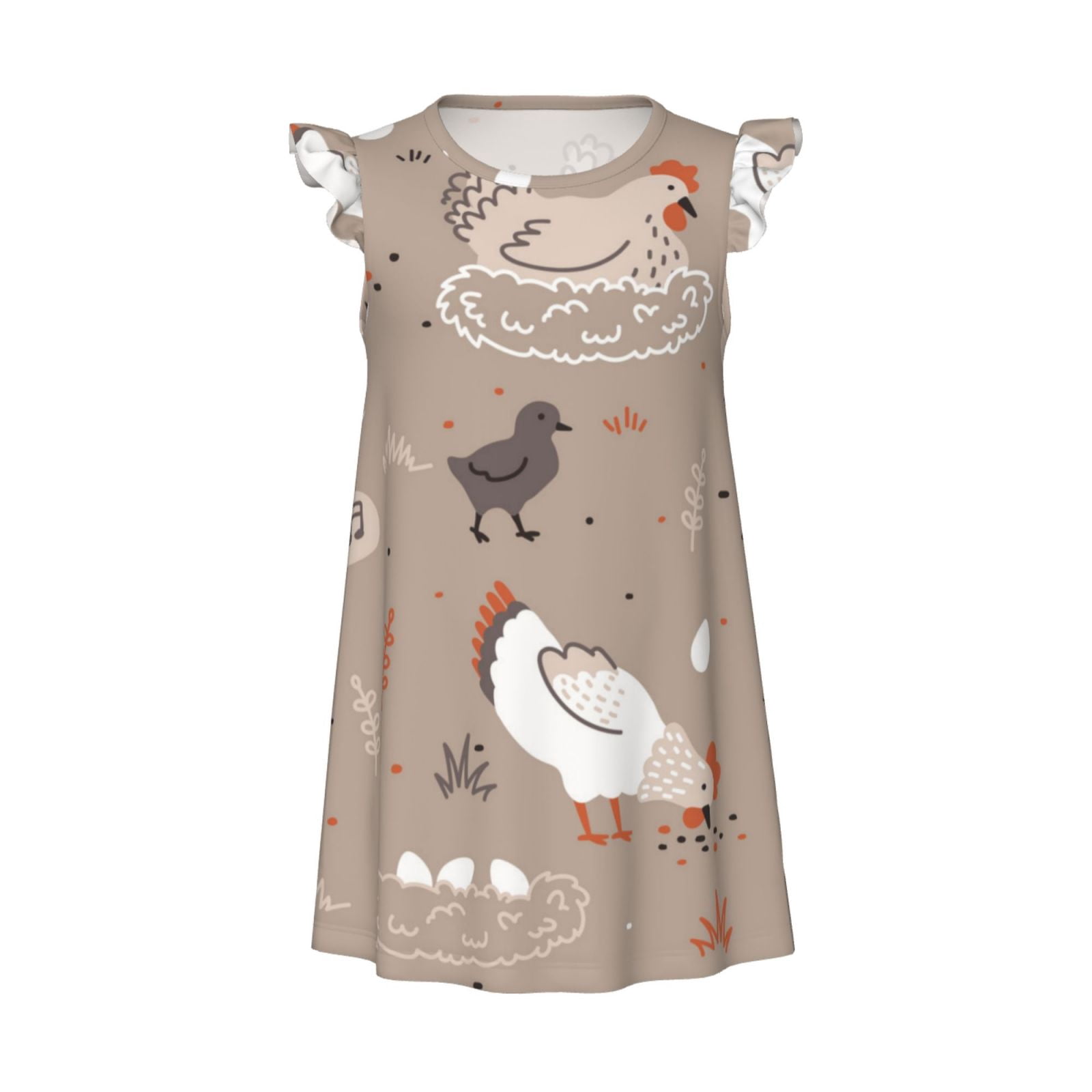Ratiio Chicken Print Girls Nightgowns, Princess Pajama Dresses for ...