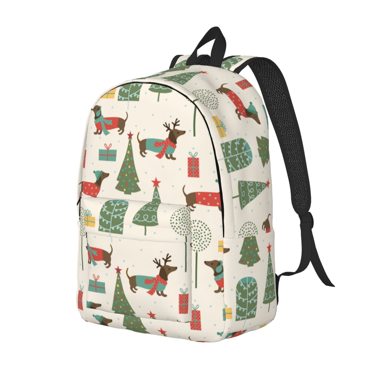 Ratiio Christmas Dachshund Dog Print Canvas Backpack for Women & Men ...