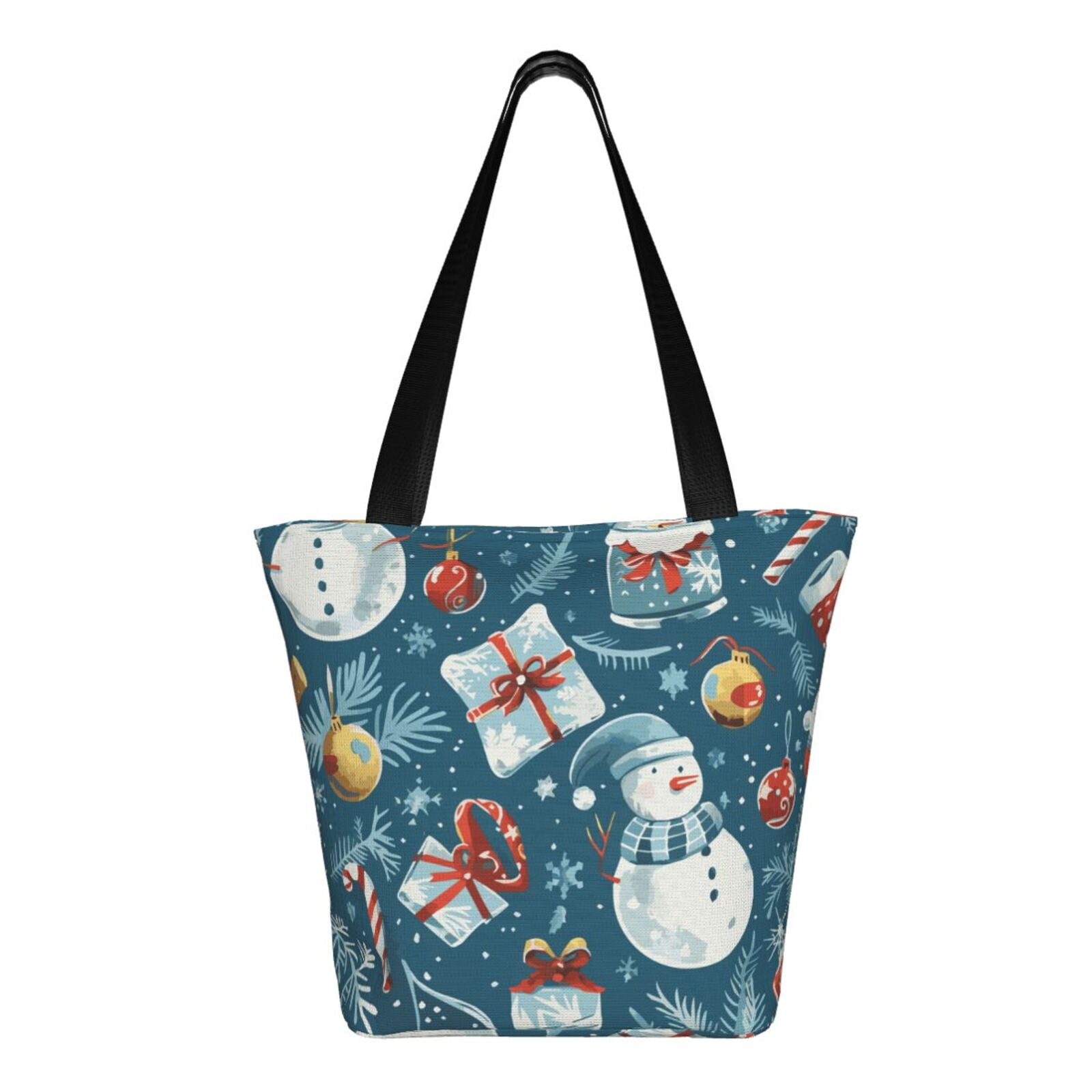 Ratiio Christmas Snowman Gift Print Shoulder Bag for Women, Polyester ...