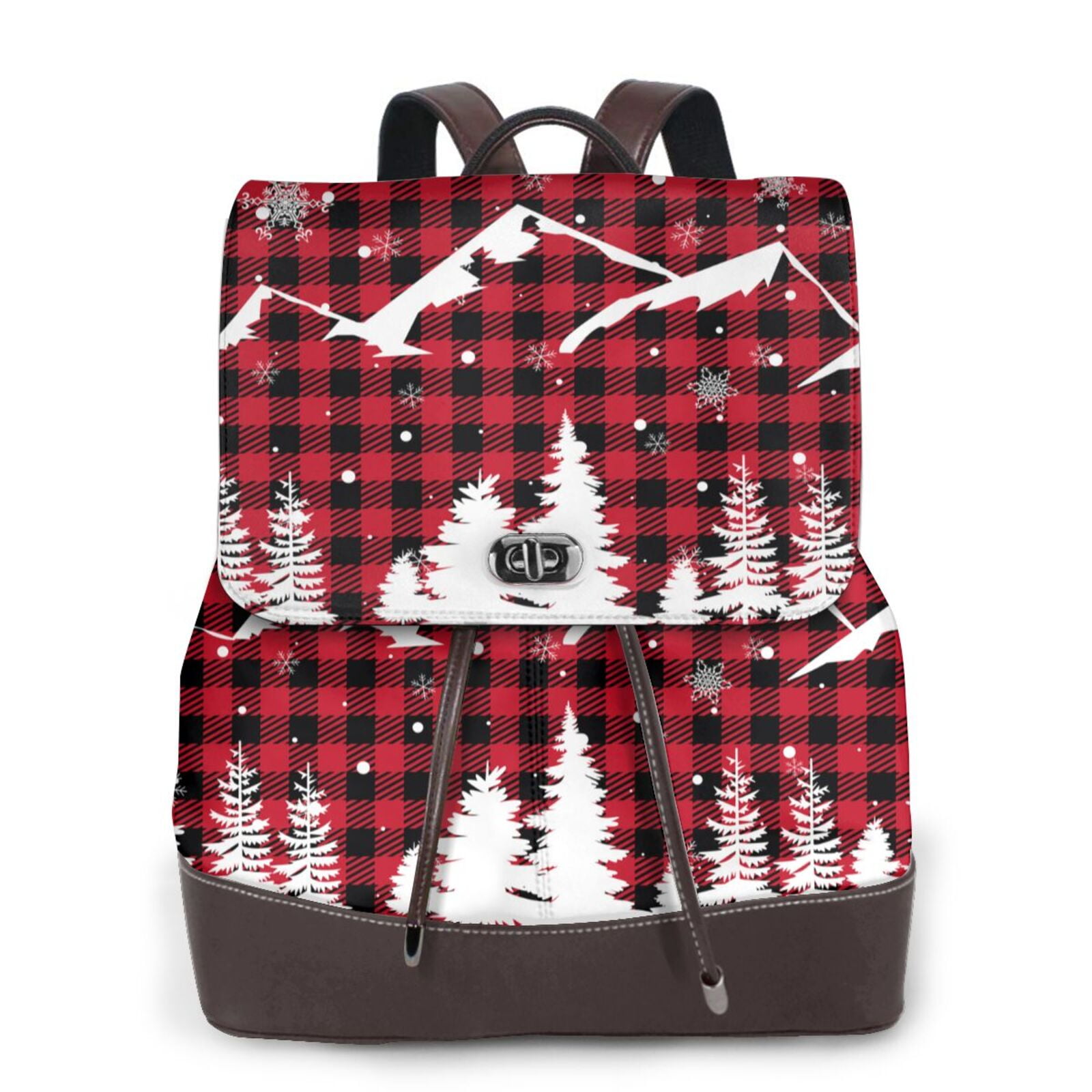 Ratiio Christmas Tree Buffalo Plaid Pattern Womens Backpack Purse ...