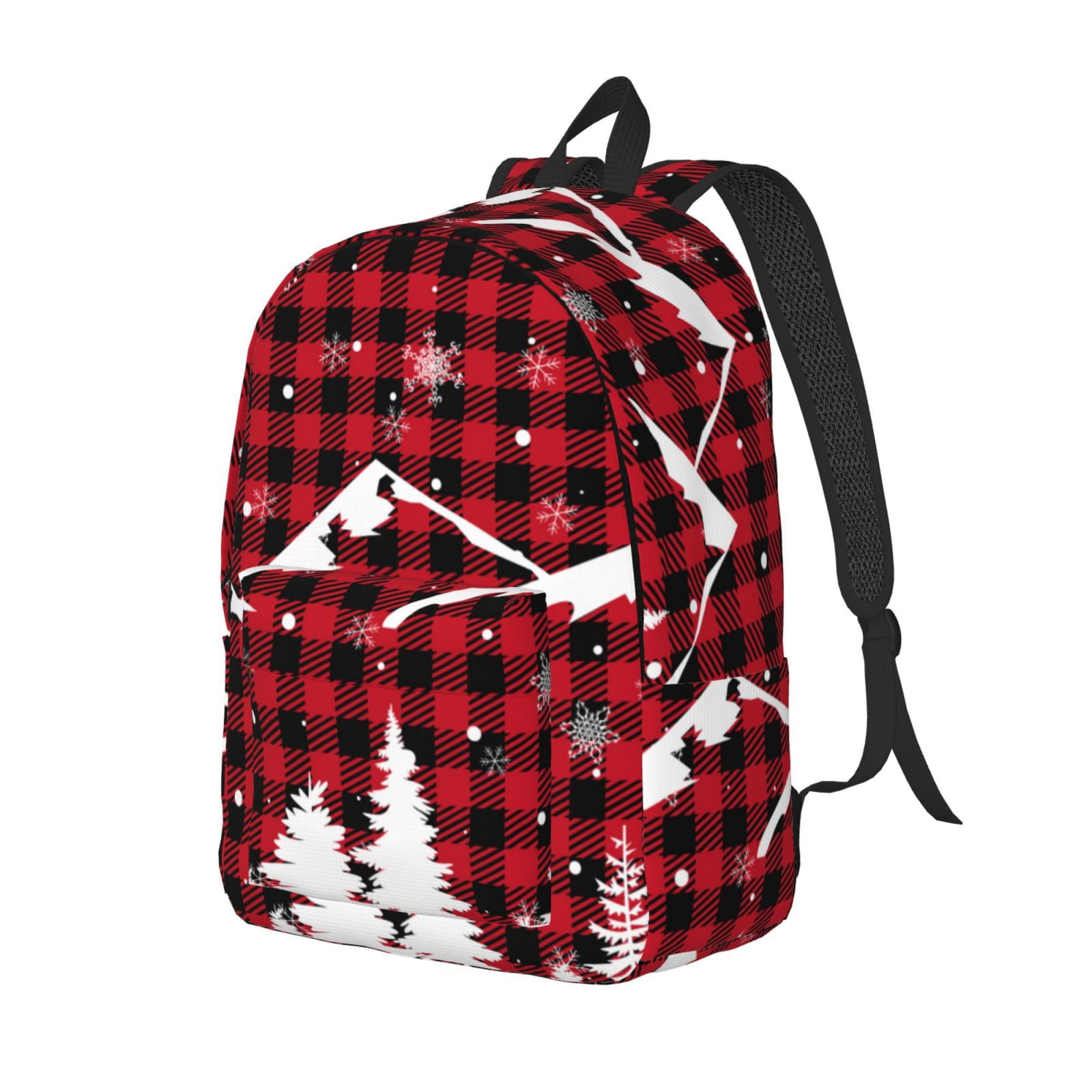 Ratiio Christmas Tree Buffalo Plaid Print Canvas Backpack for Women ...