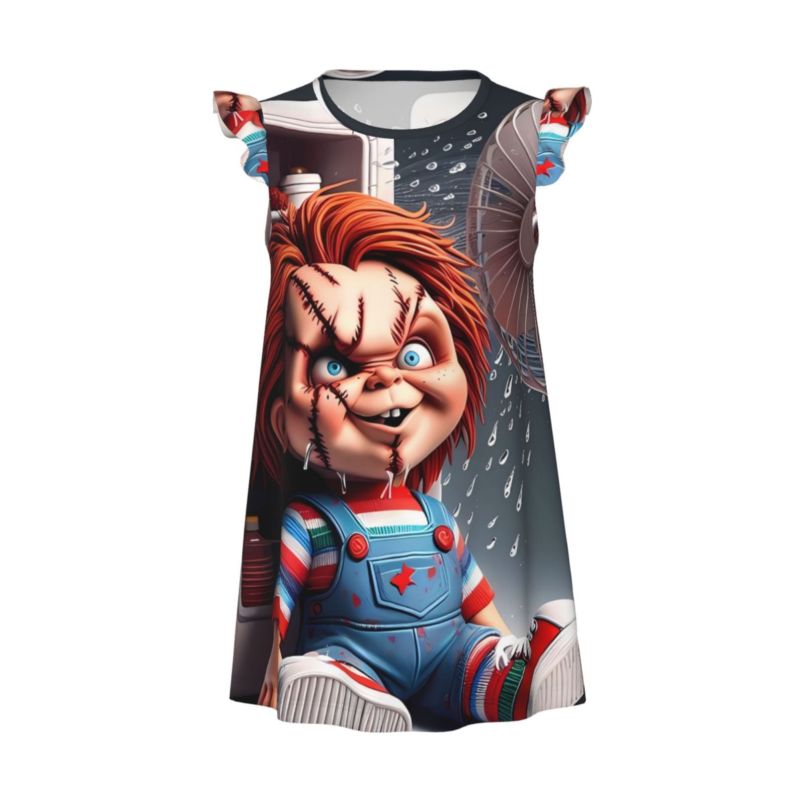 Ratiio Chucky Print Girls Nightgowns, Princess Pajama Dresses for Girls ...