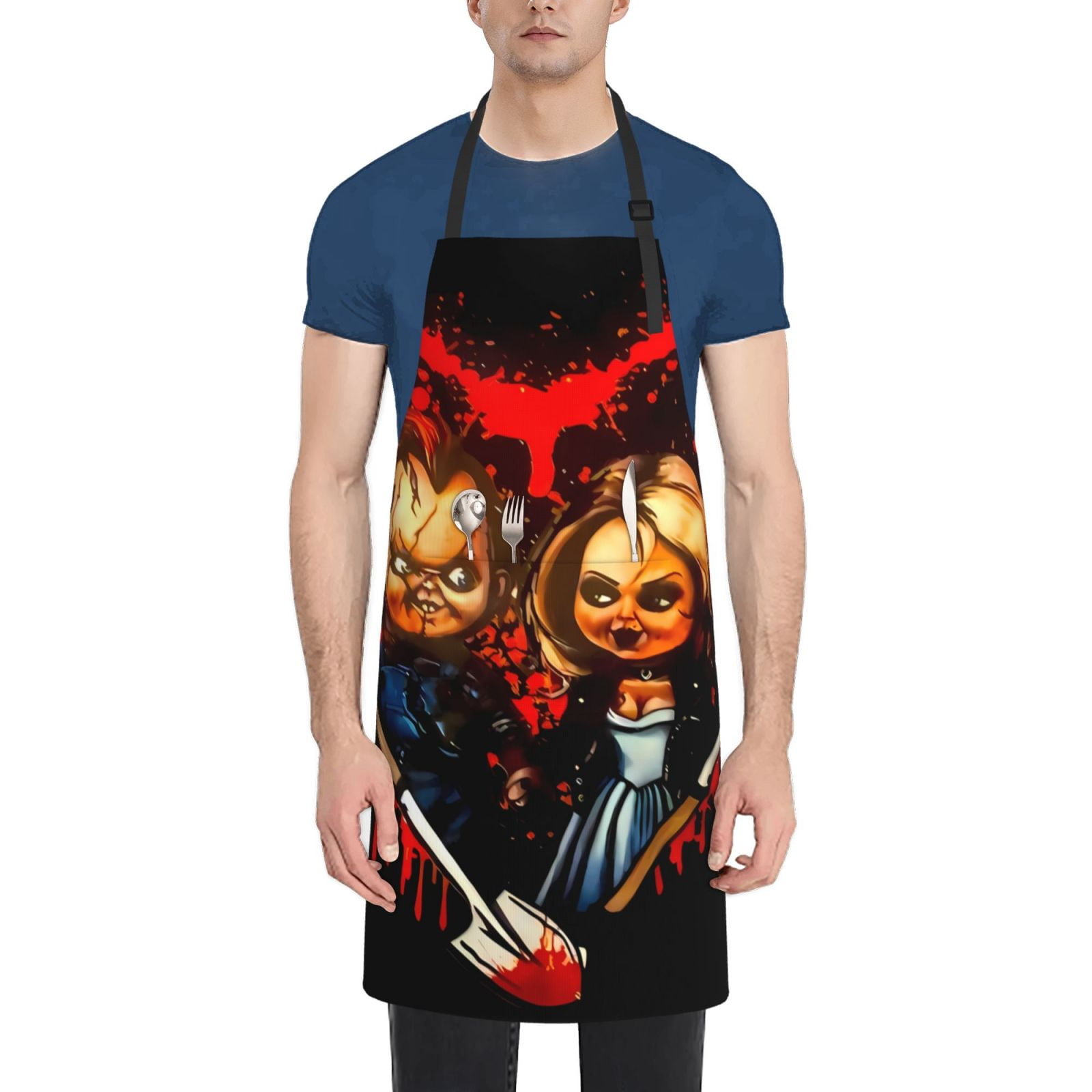 Ratiio Chucky Print Waterproof Apron with Pockets Adjustable Cooking ...