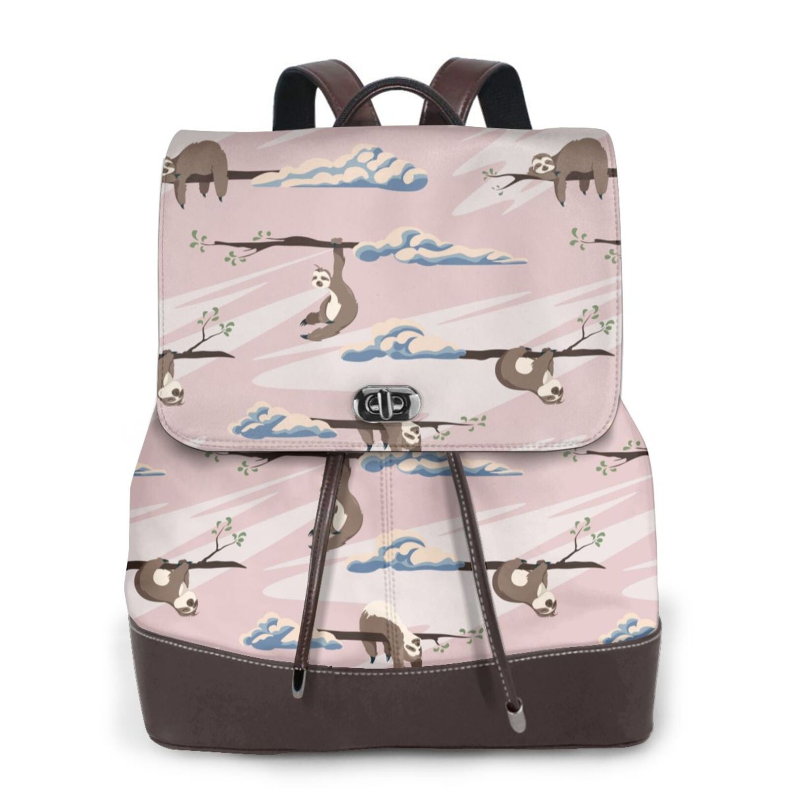 Ratiio Cloud Sloth Pattern Womens Backpack Purse Leather Backpack Purse ...