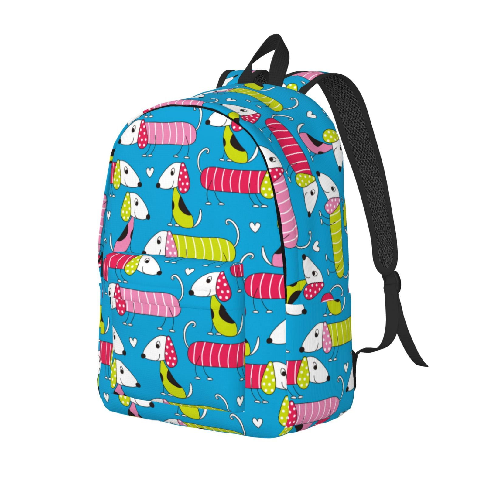 Ratiio Color Dachshund Dog Print Canvas Backpack for Women & Men Retro ...