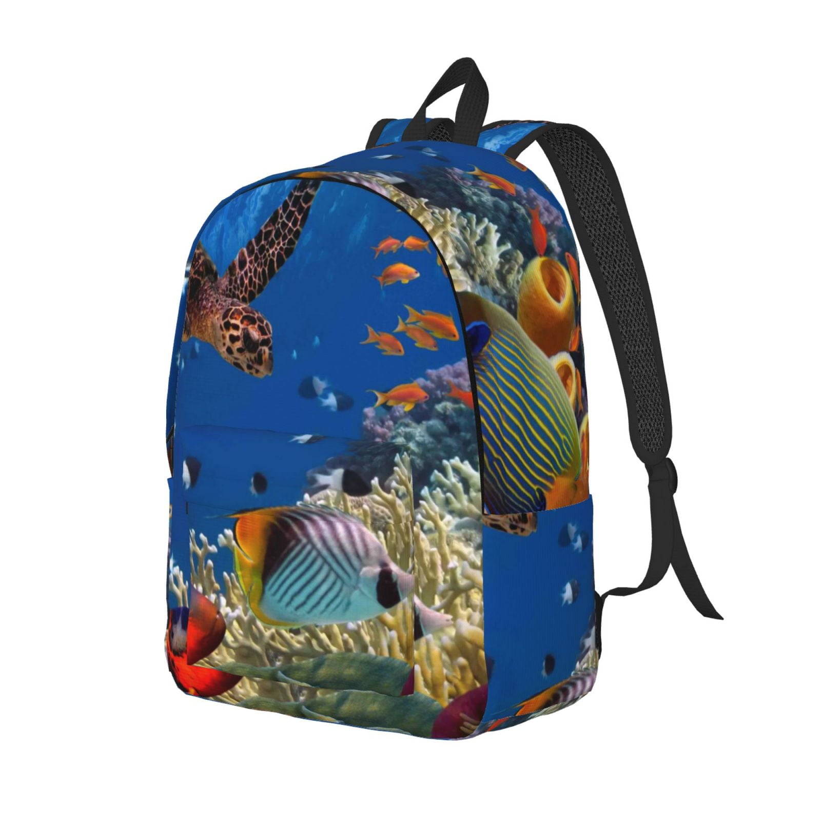 Ratiio Colorful Coral Reef Print Canvas Backpack for Women & Men Retro Aesthetic Rucksack Basic ...