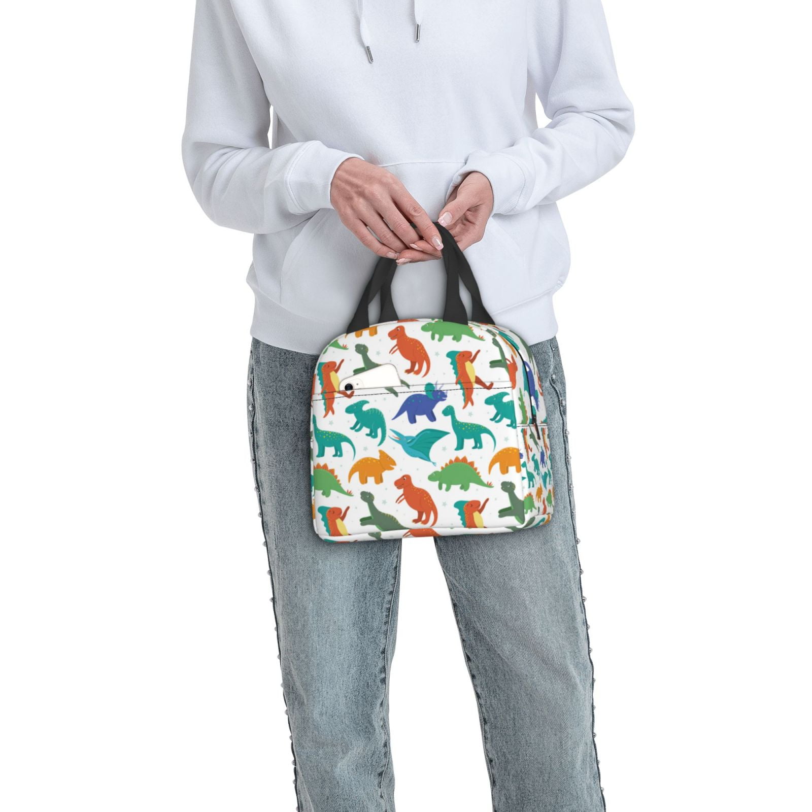 Ratiio Colorful Dinosaur Print Lunch Bag Lunch Box Insulated Lunch Bag ...