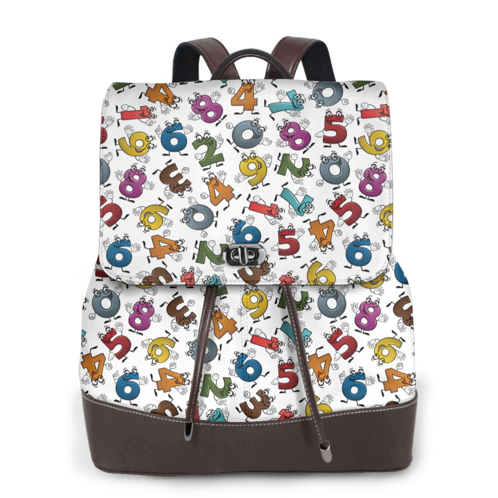 Ratiio Colorful Numbers Pattern Womens Backpack Purse Leather Backpack ...
