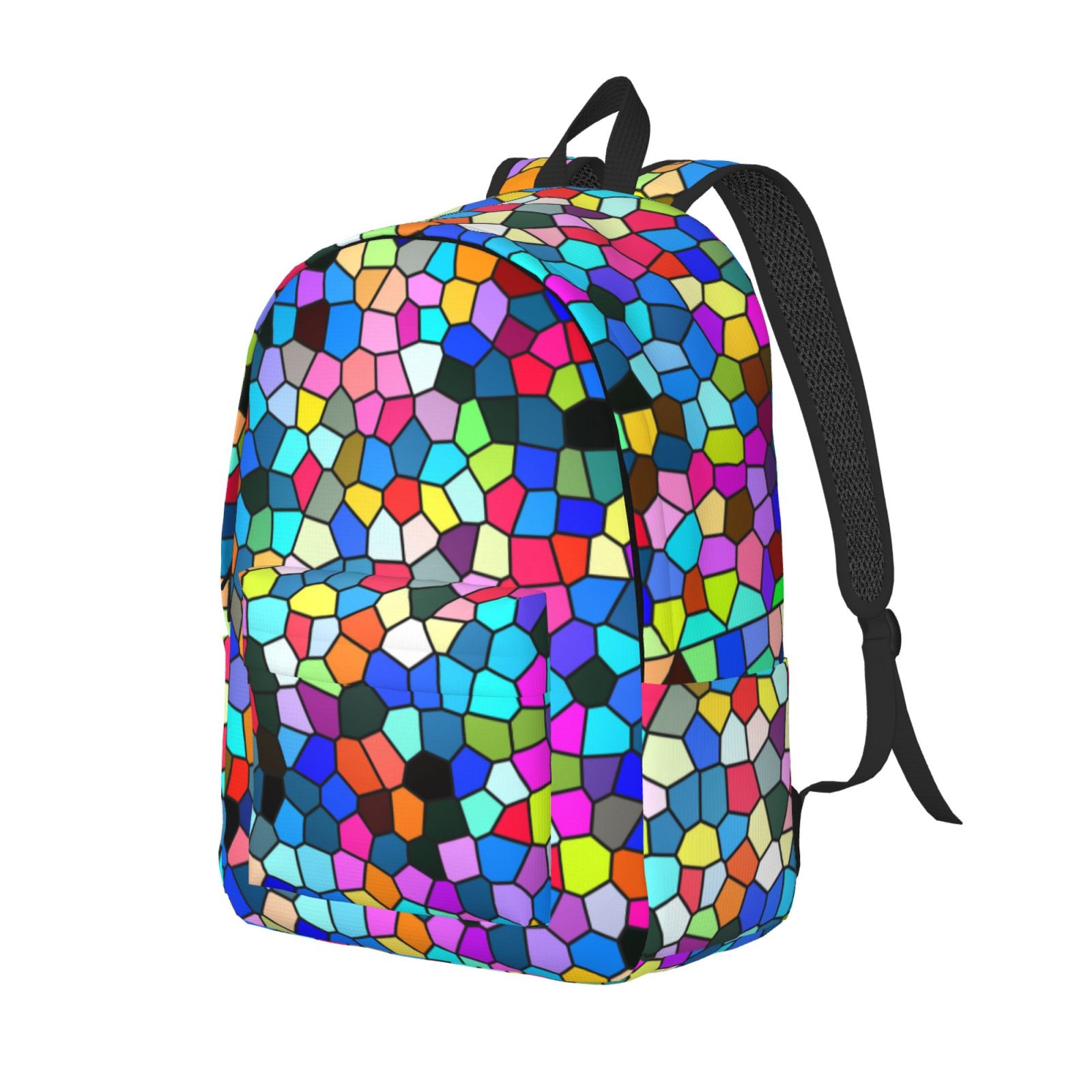 Ratiio Colorful Tie Dye Stained Glass 2 Print Canvas Backpack for Women ...