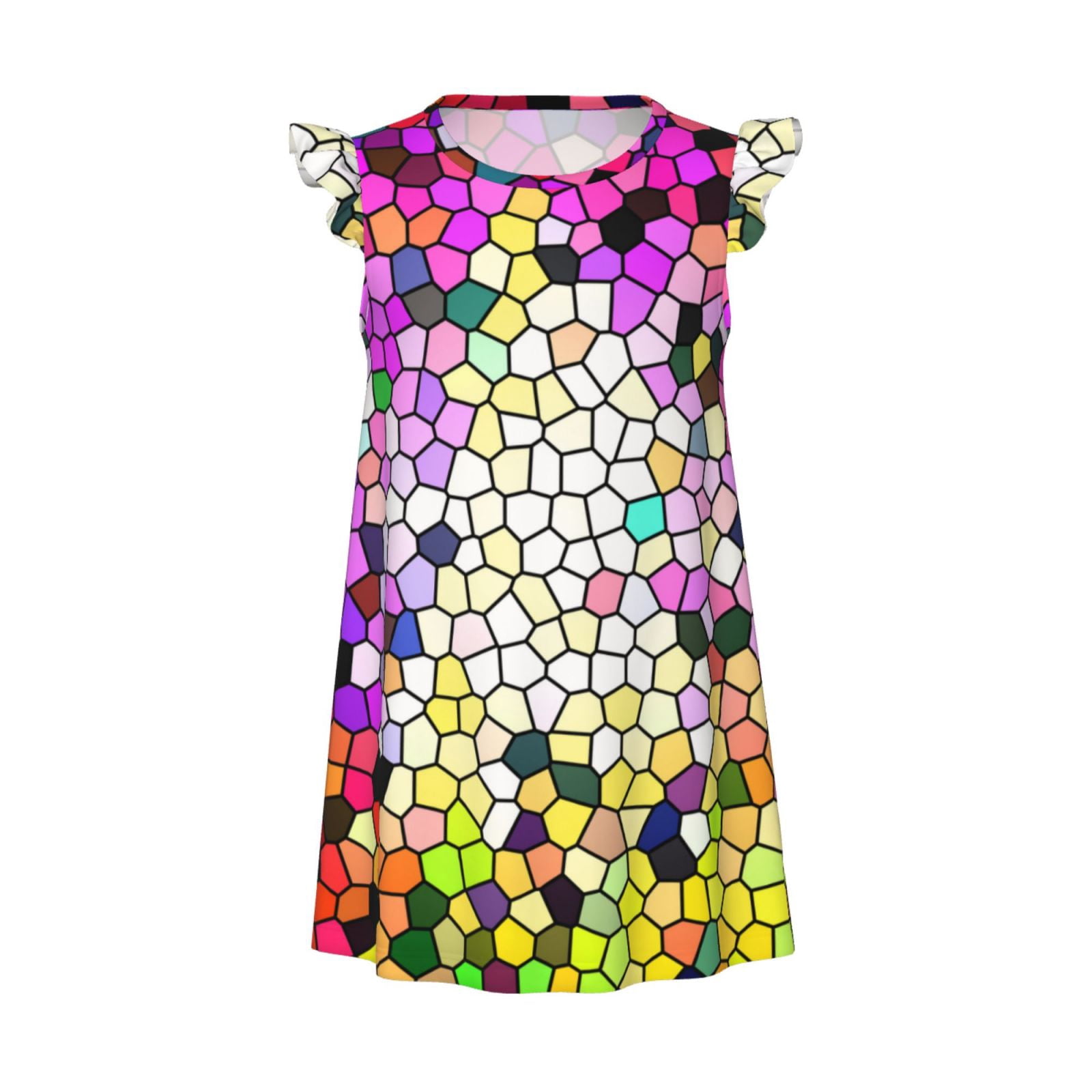 Ratiio Colorful Tie Dye Stained Glass 3 Print Girls Nightgowns ...
