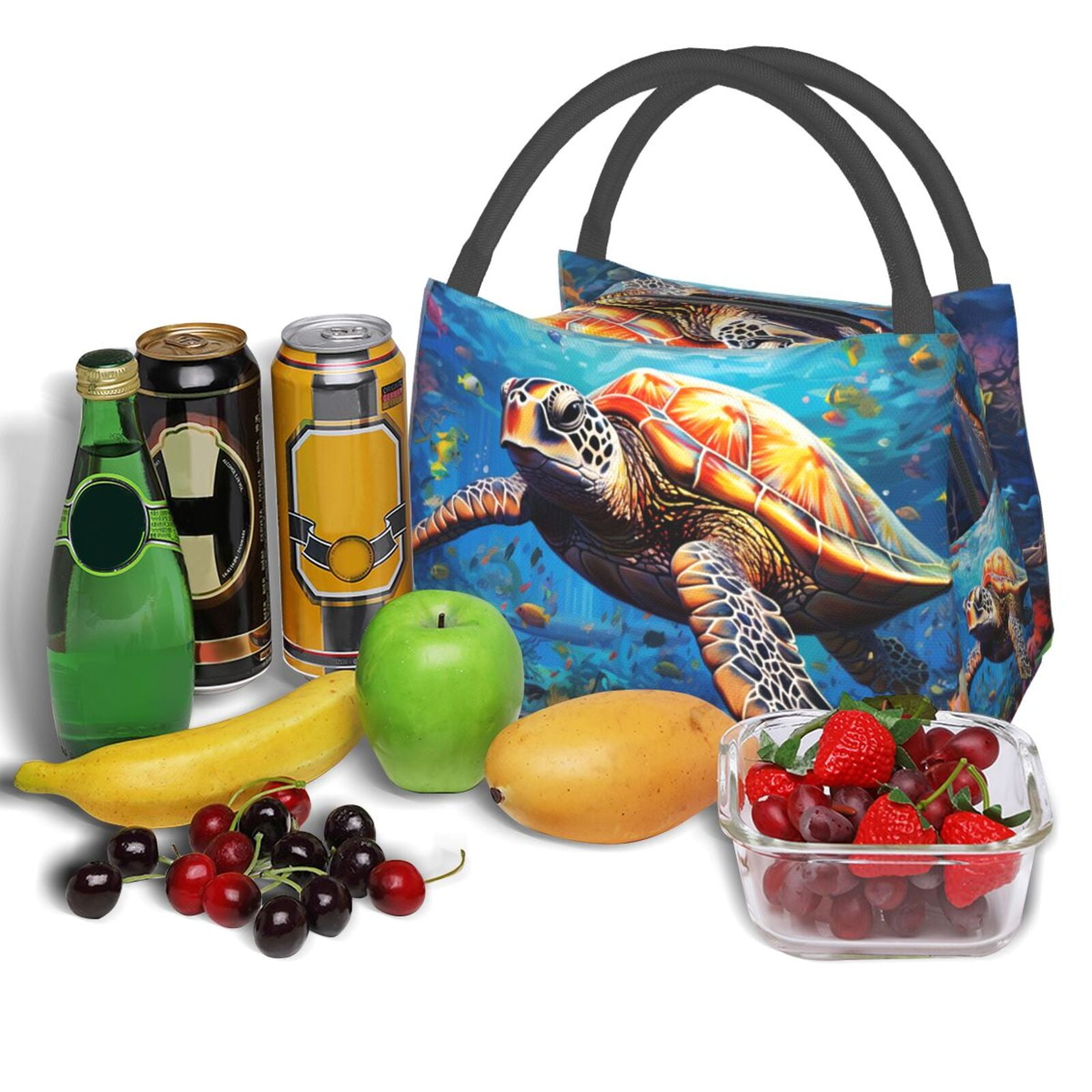 Ratiio Colorful Underwater Sea Turtle Pattern Portable Insulation Lunch ...