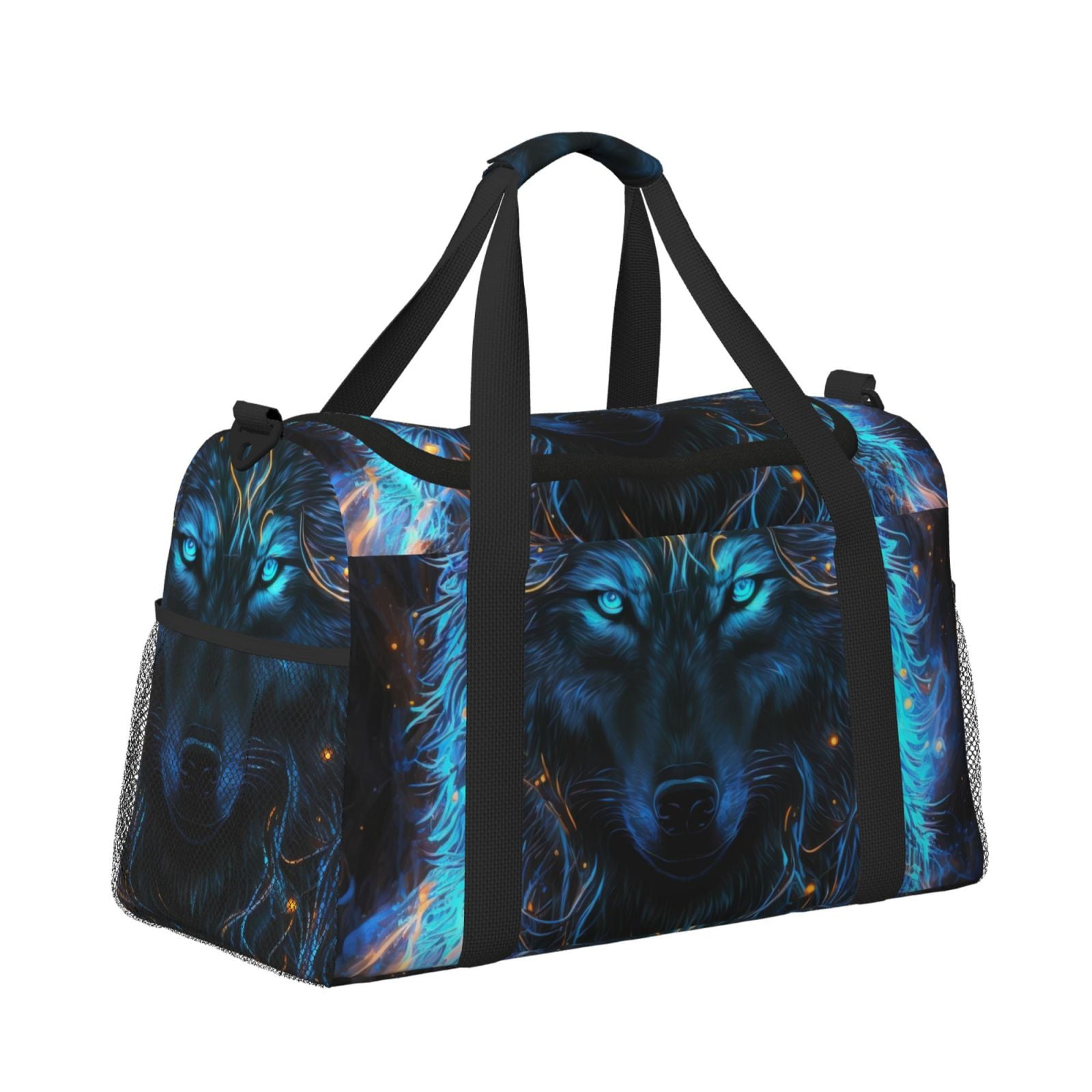 Ratiio Cool Blue Light Wolf Pattern Hand Travel Bag, Weekender Carry On ...
