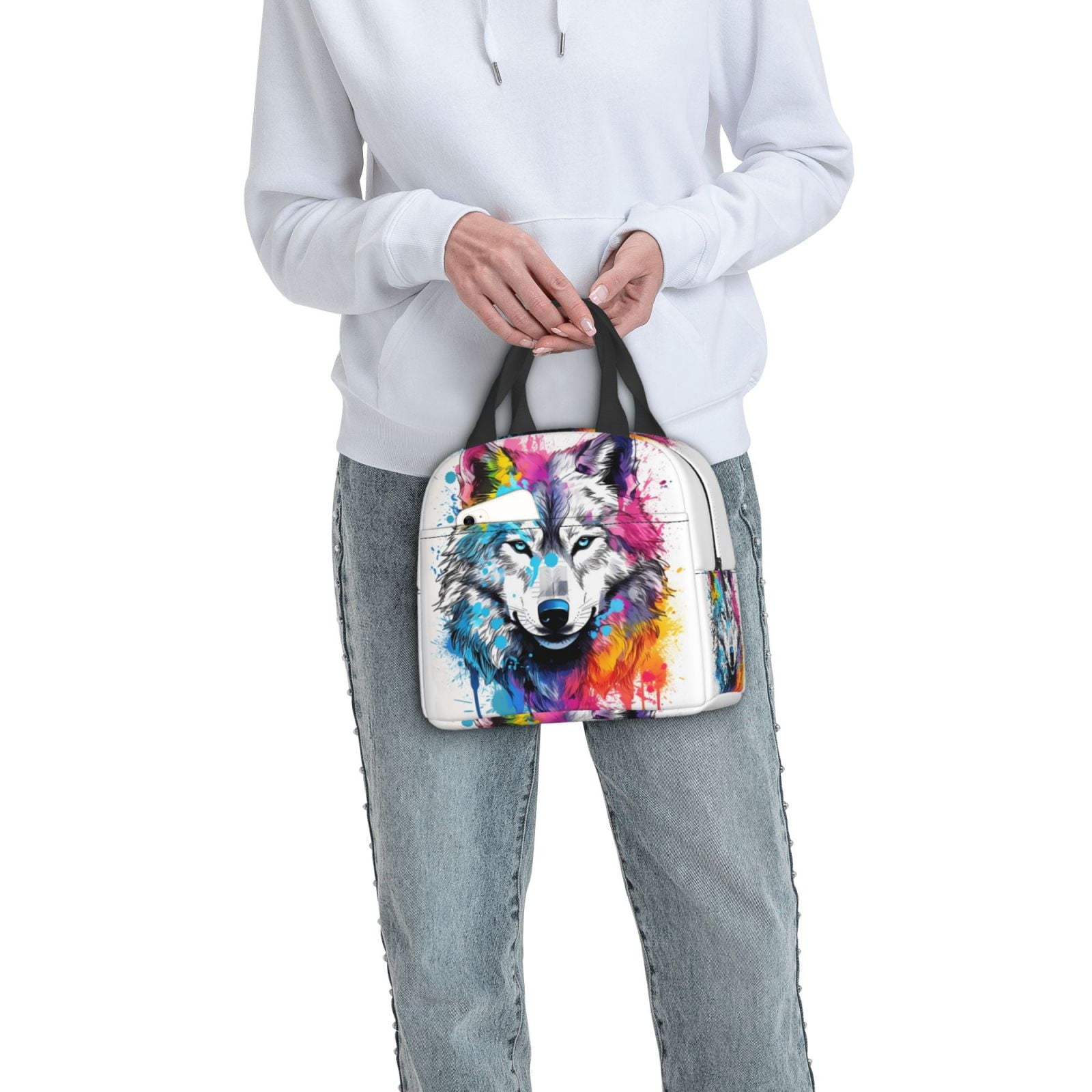 Ratiio Cool Colorful Wolf Print Lunch Bag Lunch Box Insulated Lunch Bag ...