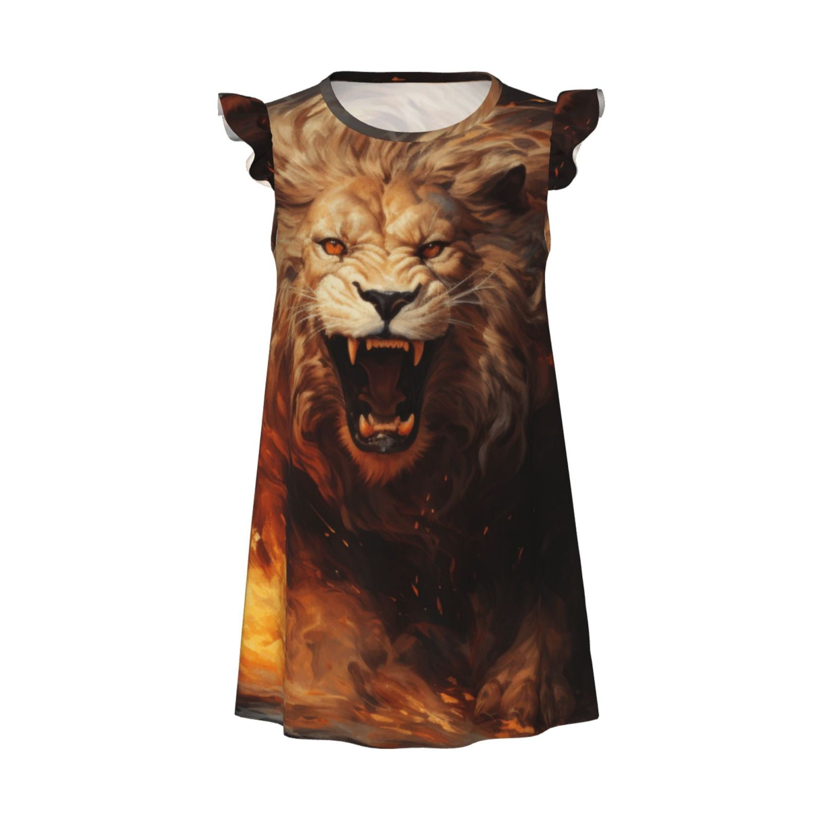 Ratiio Cool Fire Lion Print Girls Nightgowns, Princess Pajama Dresses ...