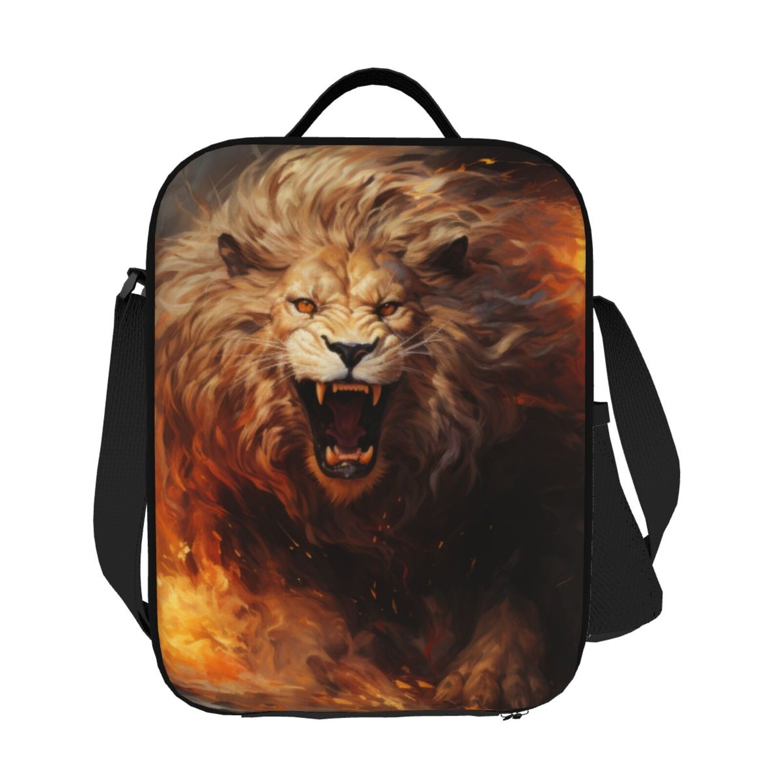 Ratiio Cool Fire Lion Print Lunch Box - Reusable Lunch Bag Men Adult ...