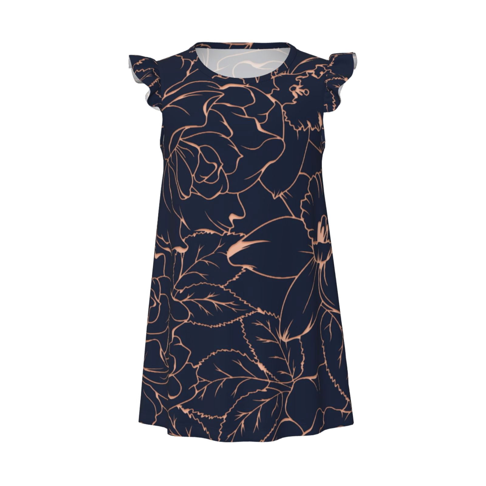 Ratiio Copper-Gold Gloss Outline Flower Print Girls Nightgowns ...