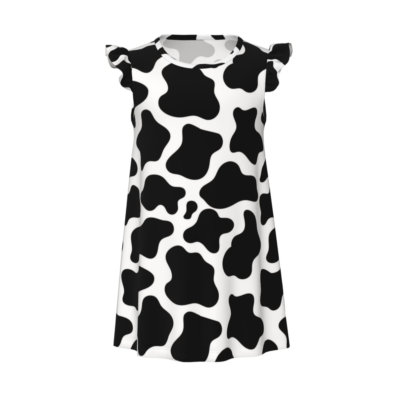 Ratiio Cow Print Black White Print Girls Nightgowns, Princess Pajama ...