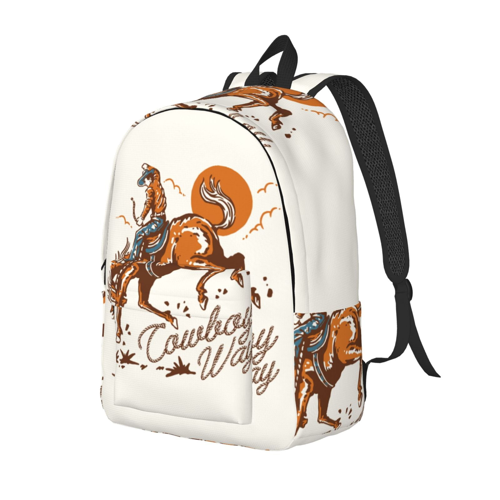 Ratiio Cowboy Riding Horse Print Canvas Backpack for Women & Men Retro ...