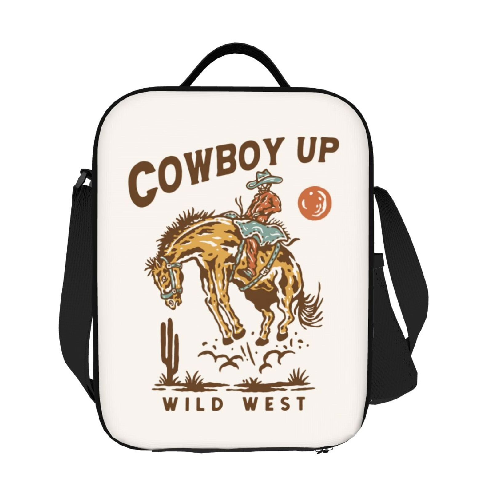 Ratiio Cowboy Up Vintage Wild West Print Lunch Box - Reusable Lunch Bag ...