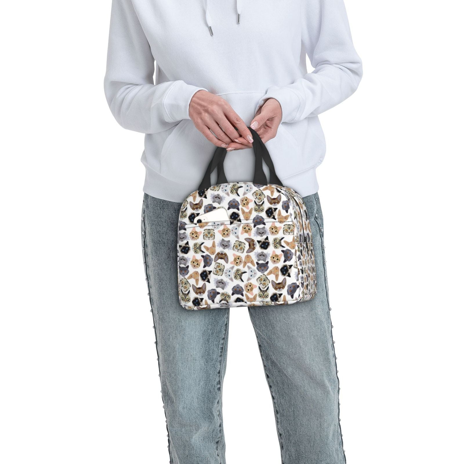 Ratiio Cute Cats Print Lunch Bag Lunch Box Insulated Lunch Bag Adult ...