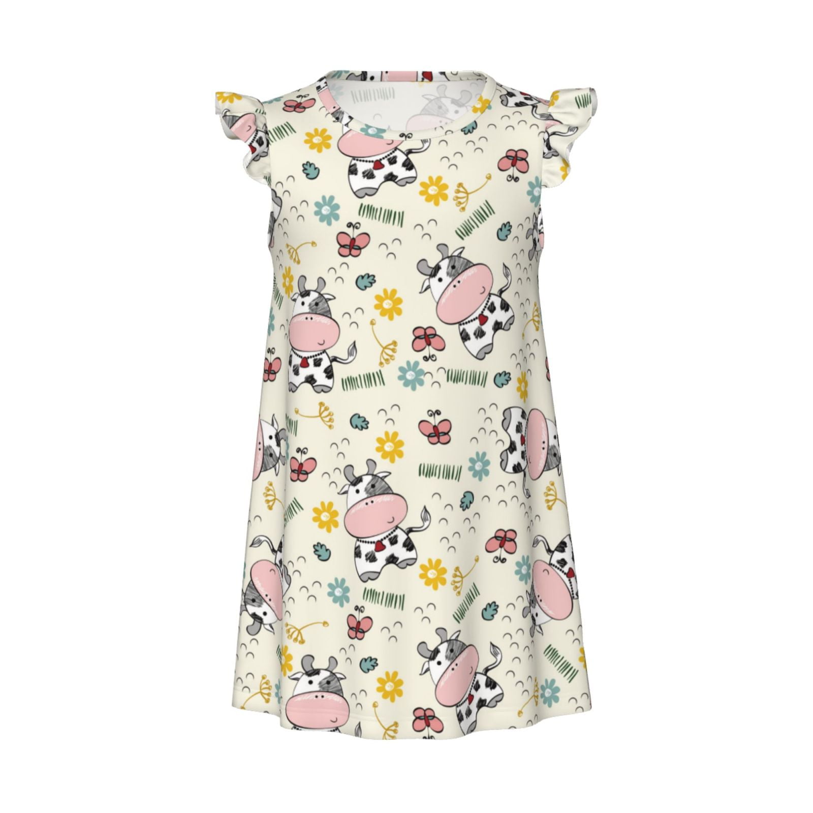Ratiio Cute Cow Print Girls Nightgowns, Princess Pajama Dresses for ...