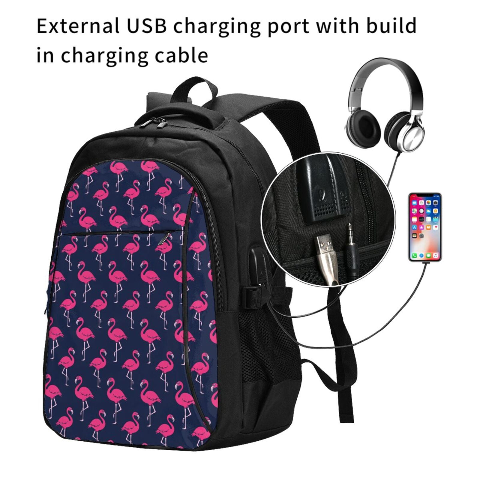 Ratiio Cute Flamingo Print Travel Laptop Backpack,Slim Sturdy Laptops ...
