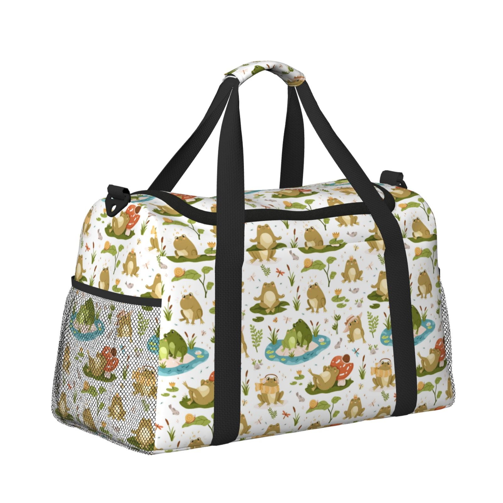 Ratiio Cute Frog Pattern Hand Travel Bag, Weekender Carry On for Women ...