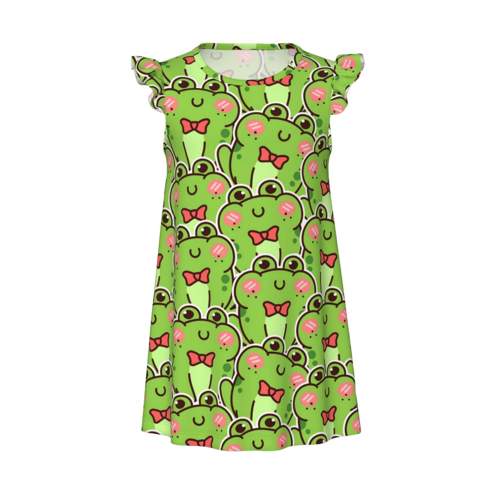 Ratiio Cute Green Frog Print Girls Nightgowns, Princess Pajama Dresses ...